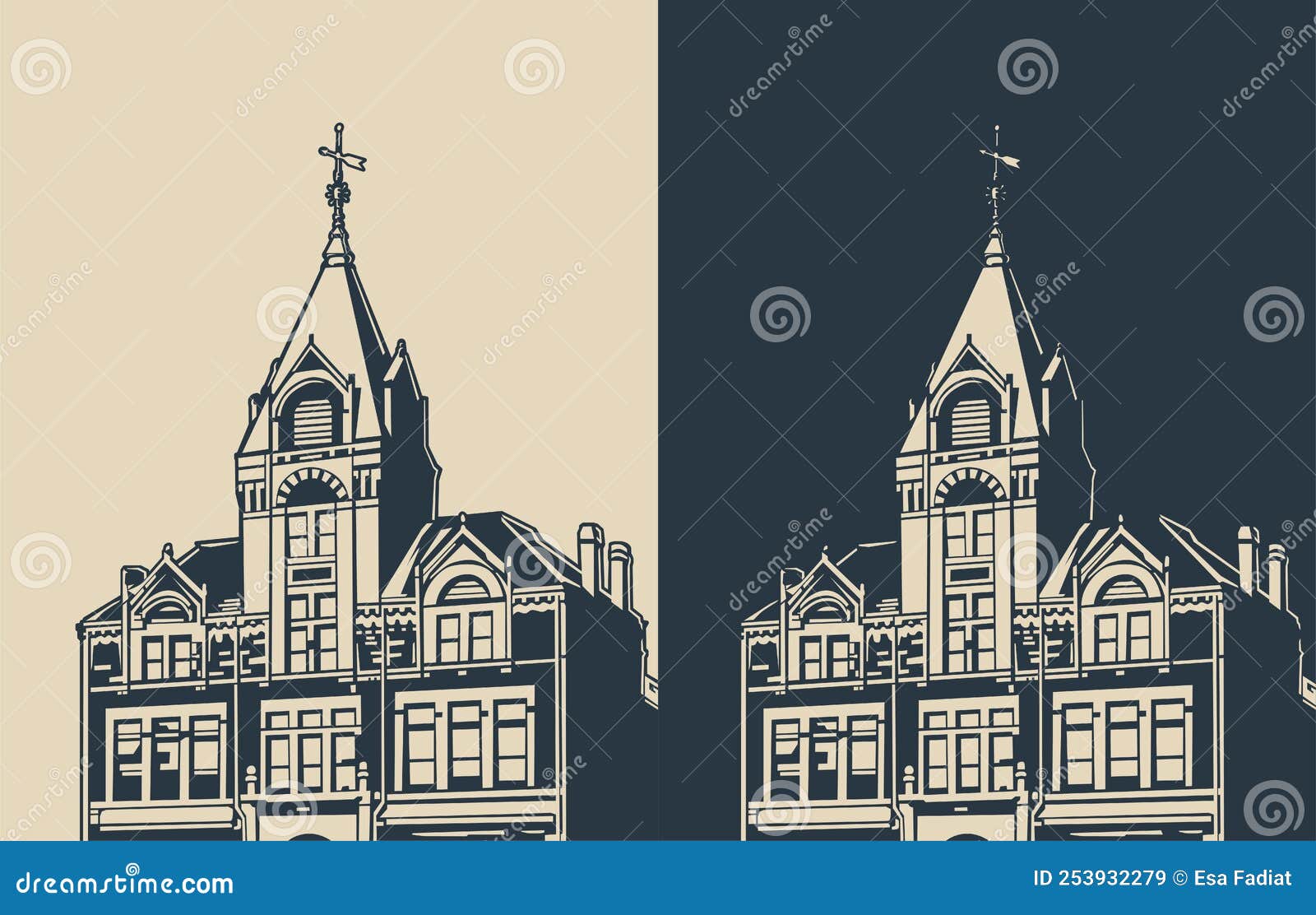 Old Building Vector Silhouette Stock Vector - Illustration of building ...