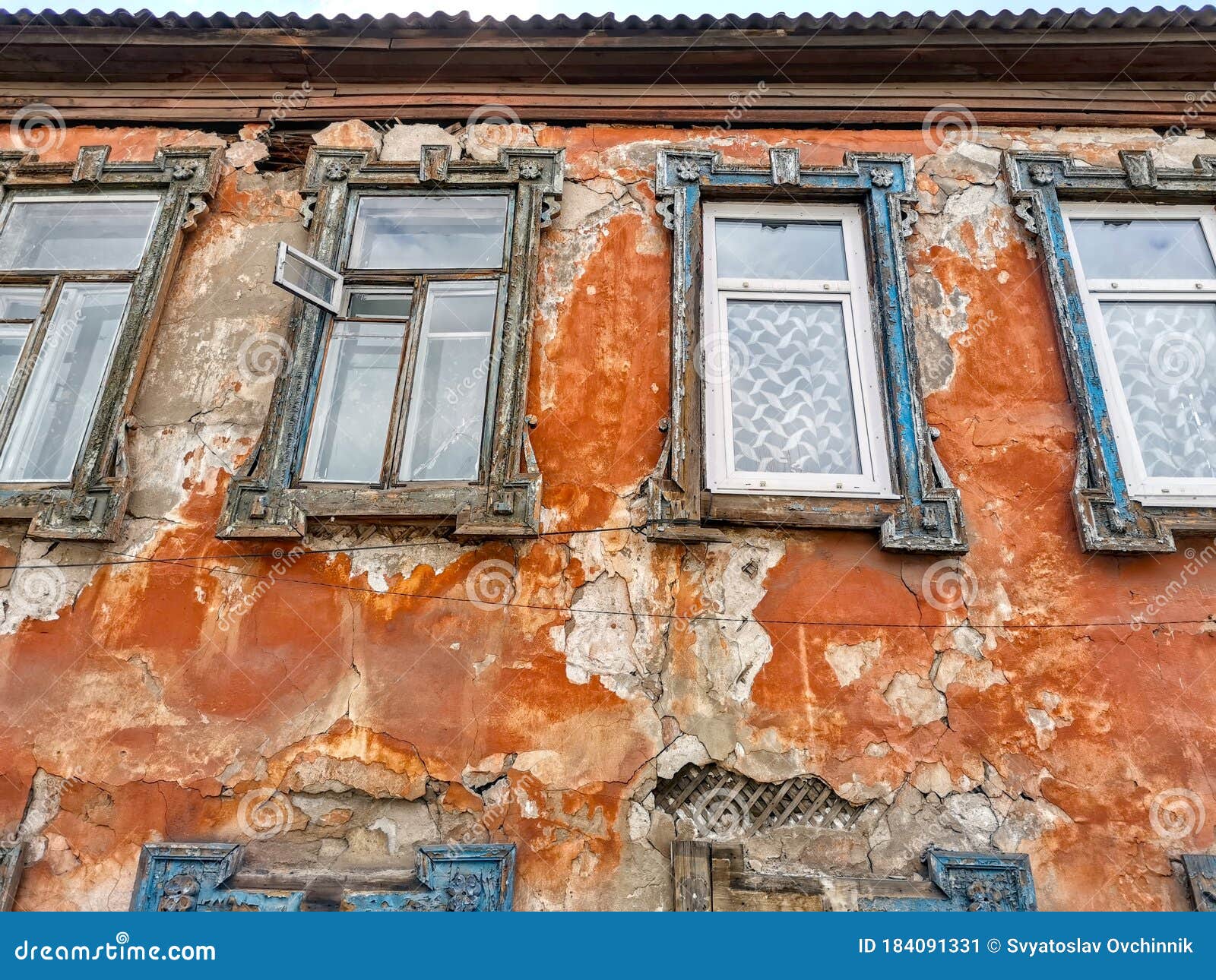 Old Building Wall with Windows Stock Image - Image of structure, walls ...
