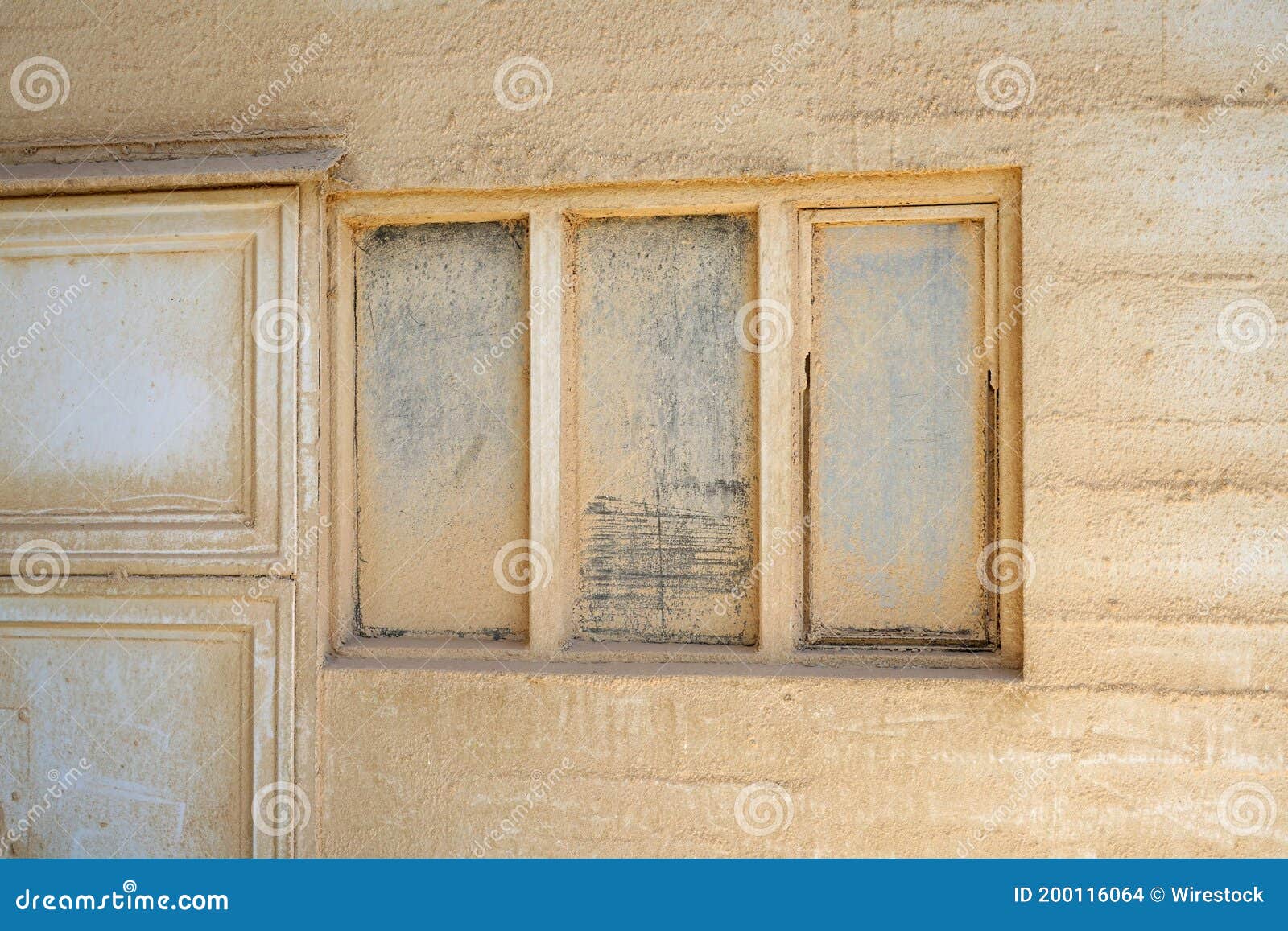 Old Building with Windows Covered with Dust Stock Photo - Image of city ...