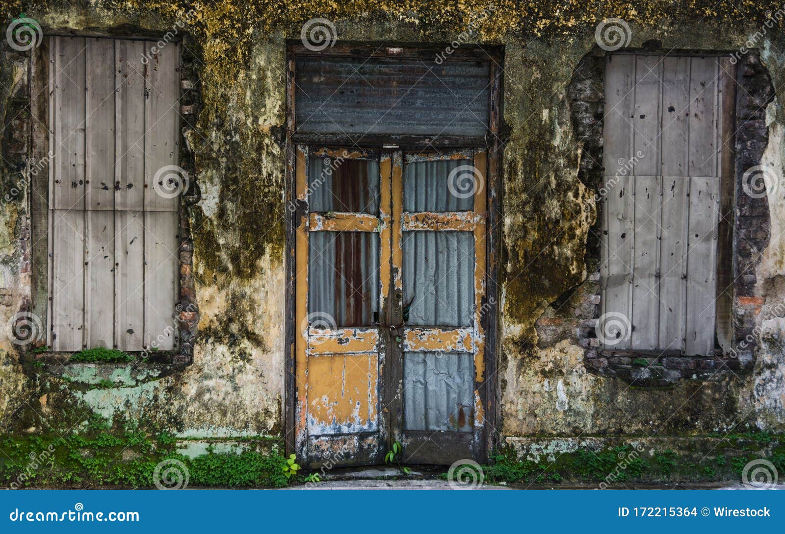 Old Building with Wooden Shut Windows Stock Photo - Image of building ...