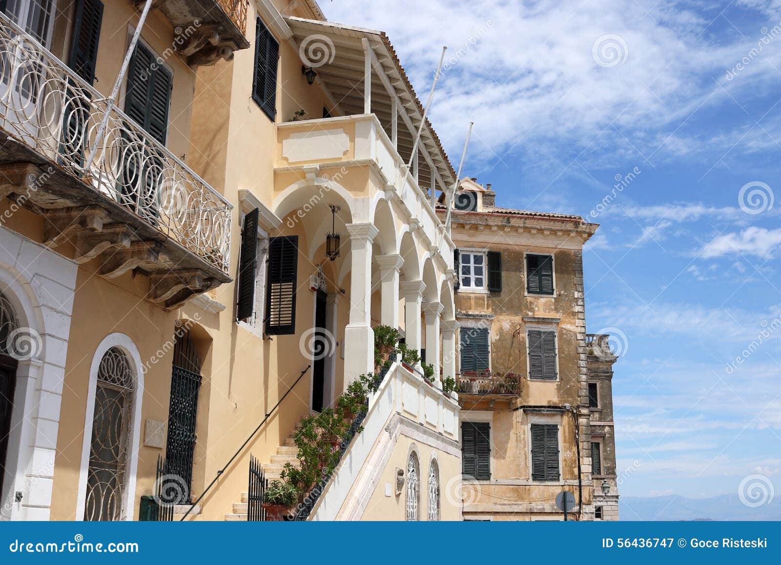 Old buildings Corfu town stock image. Image of holidays - 56436747