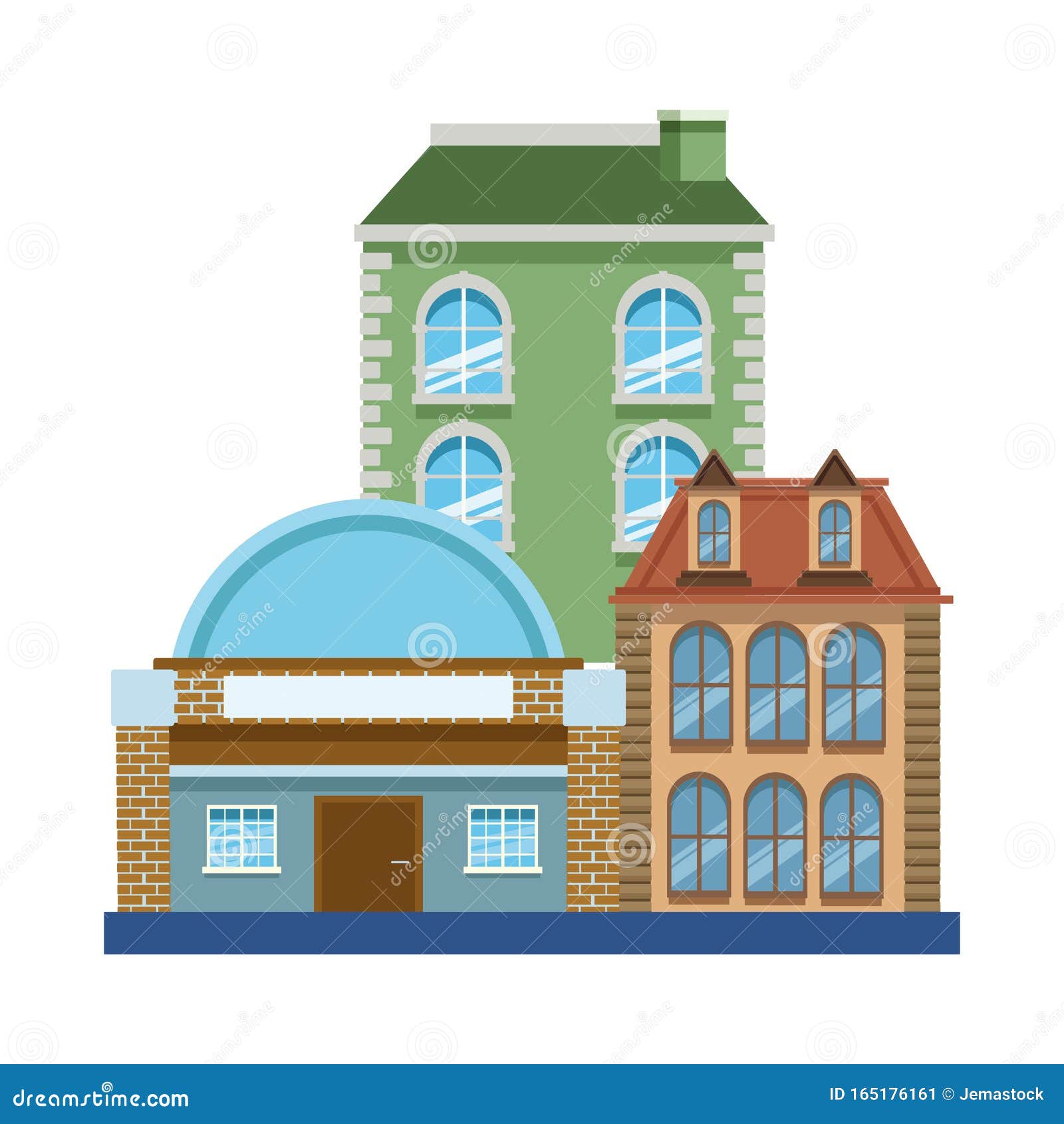 Old Buildings Icon, Flat Design Stock Vector - Illustration of downtown ...