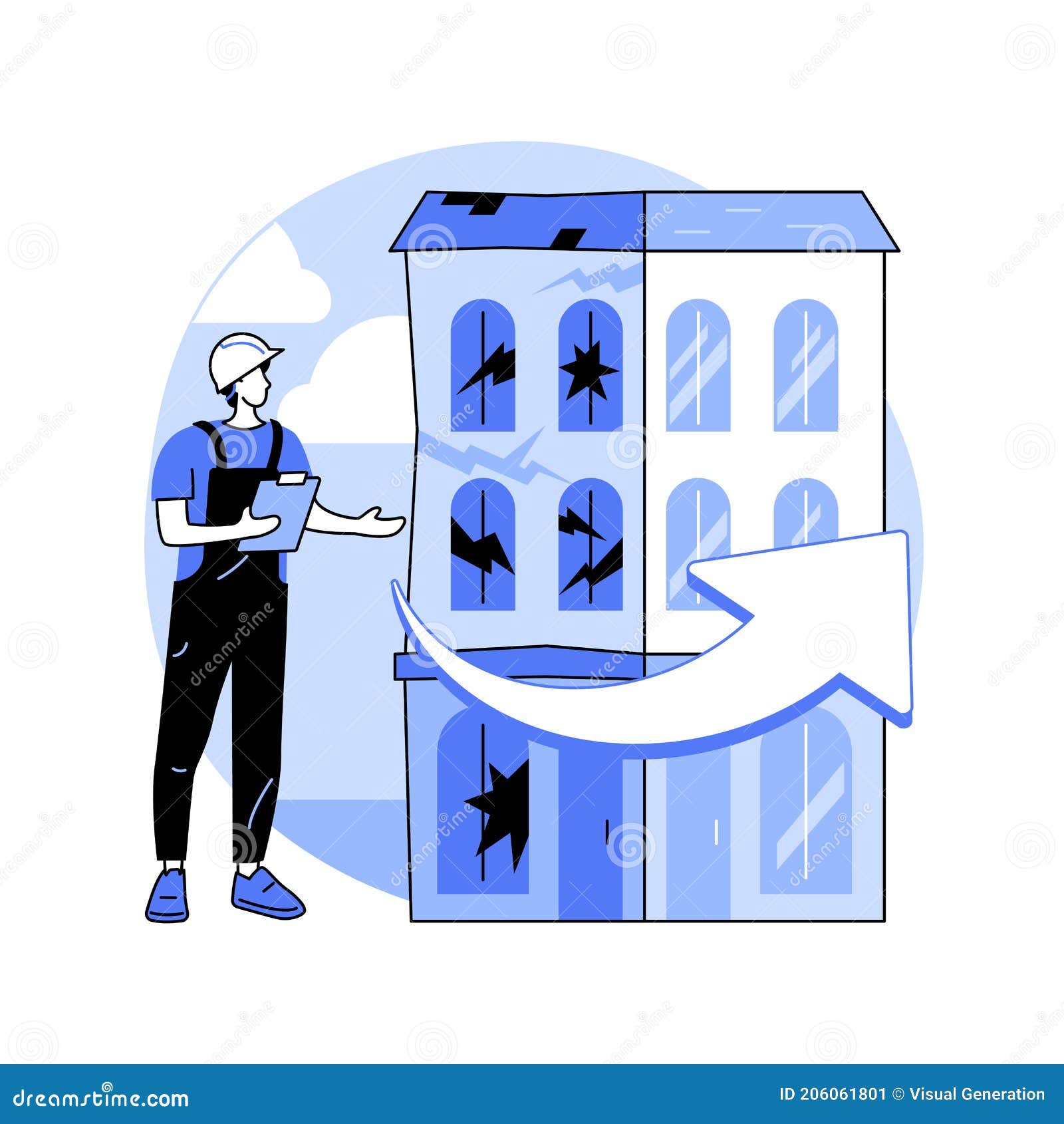 Old Buildings Modernization Abstract Concept Vector Illustration. Stock ...