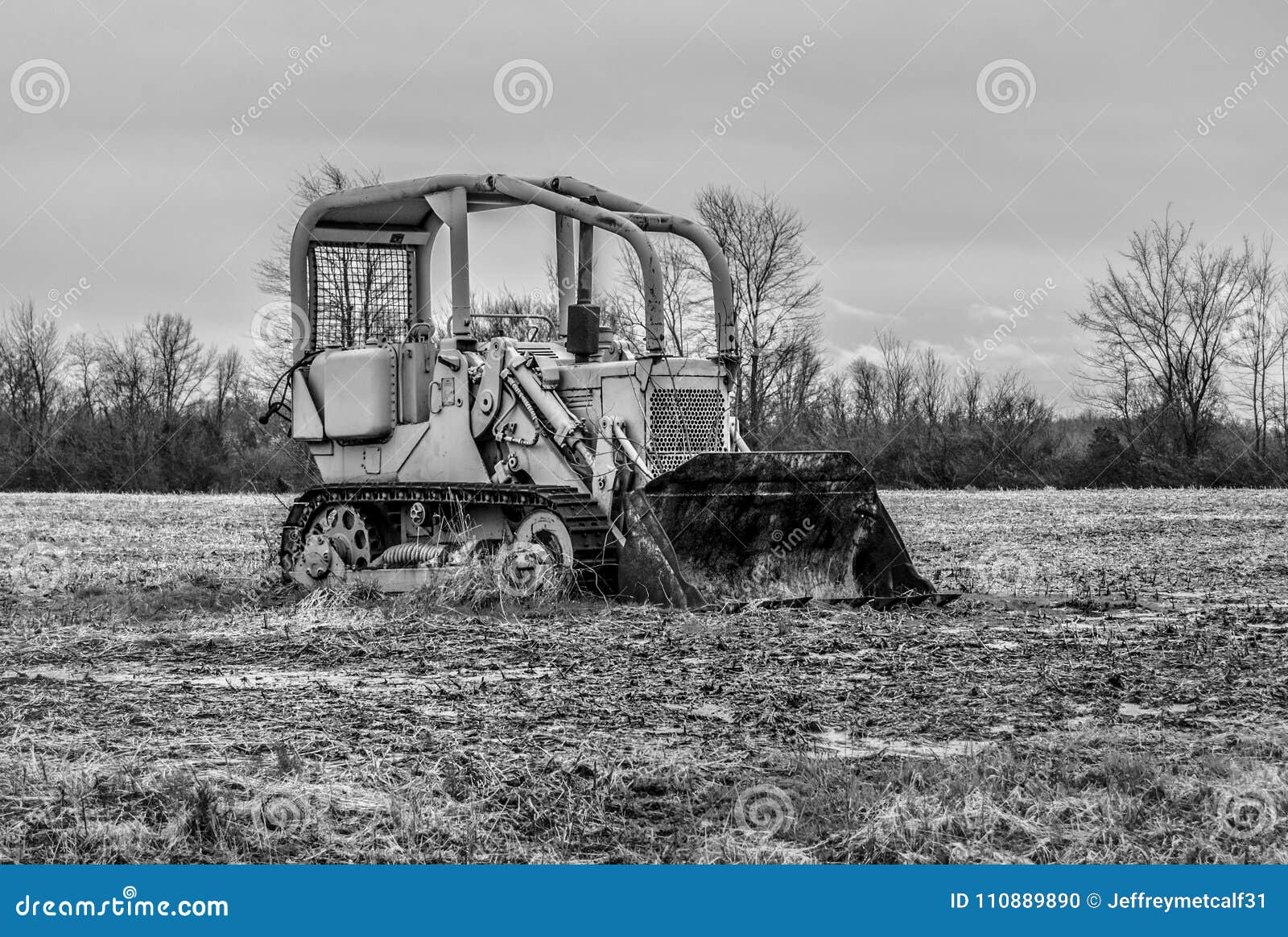 Old bulldozer stock photo. Image of duty, white, bulldozer - 110889890