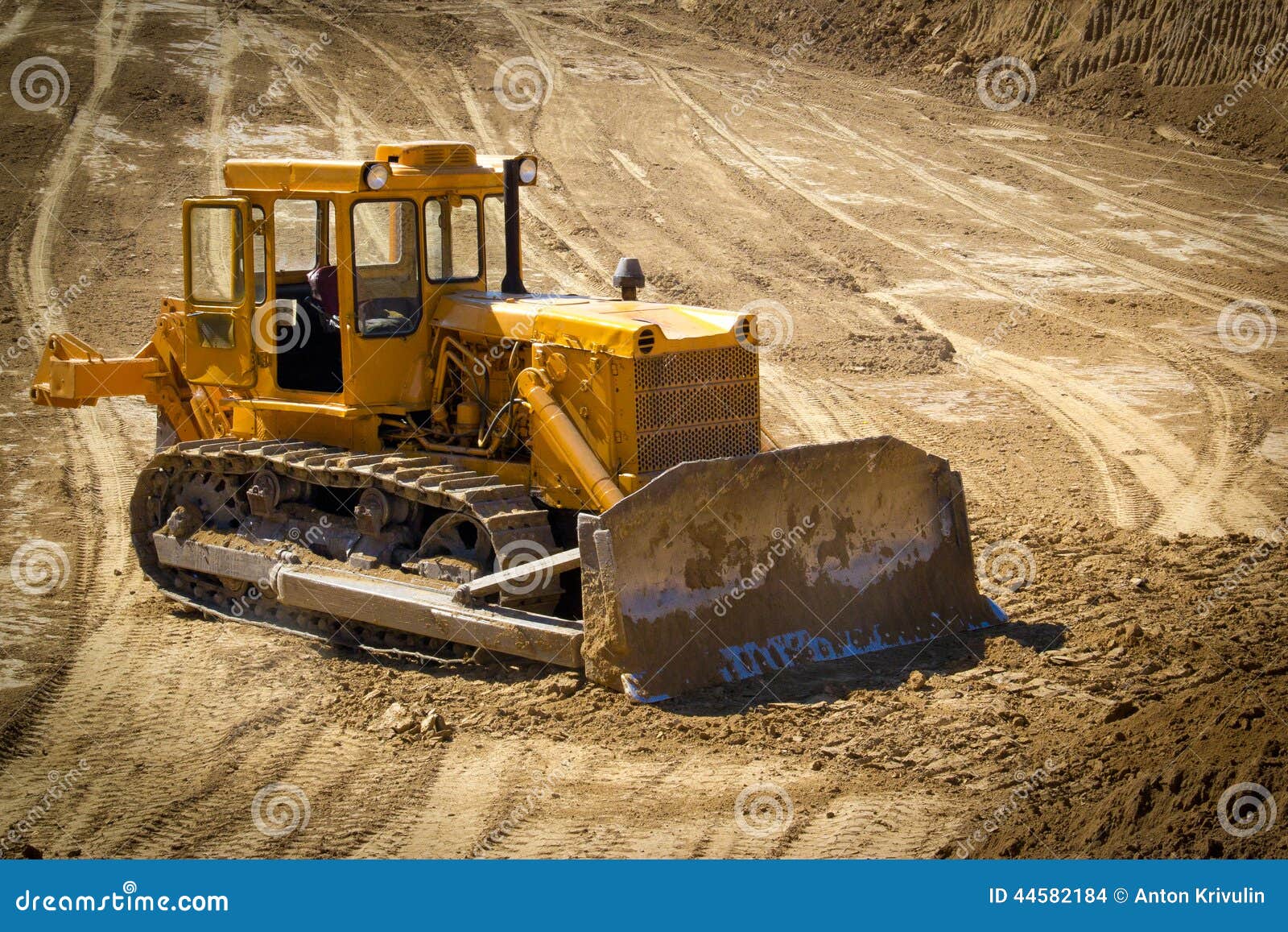 Old Bulldozer on a Building Site Stock Photo - Image of mover, land ...