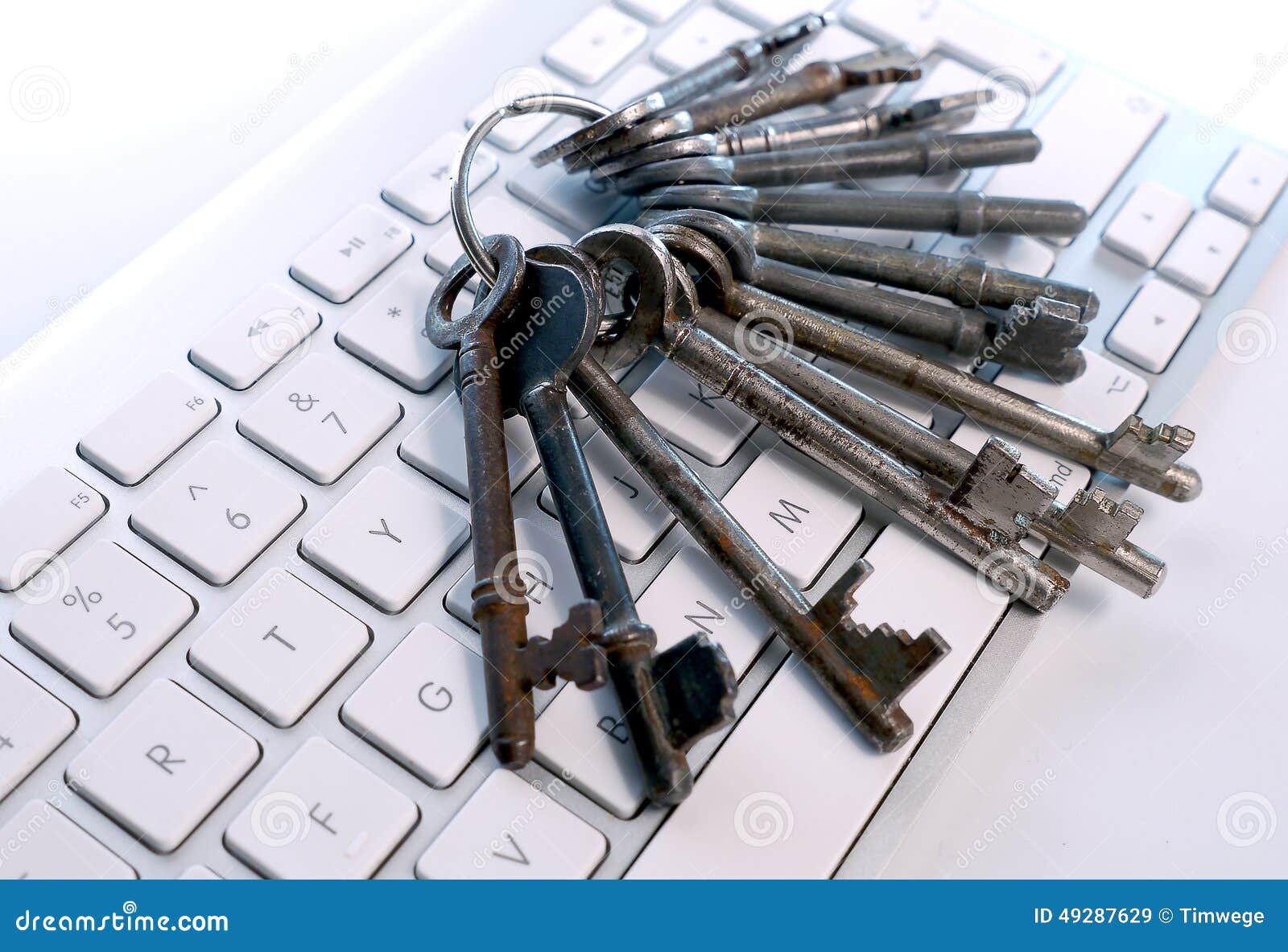 Old Bunch of Keys and on Computer Keyboard Stock Image - Image of ...