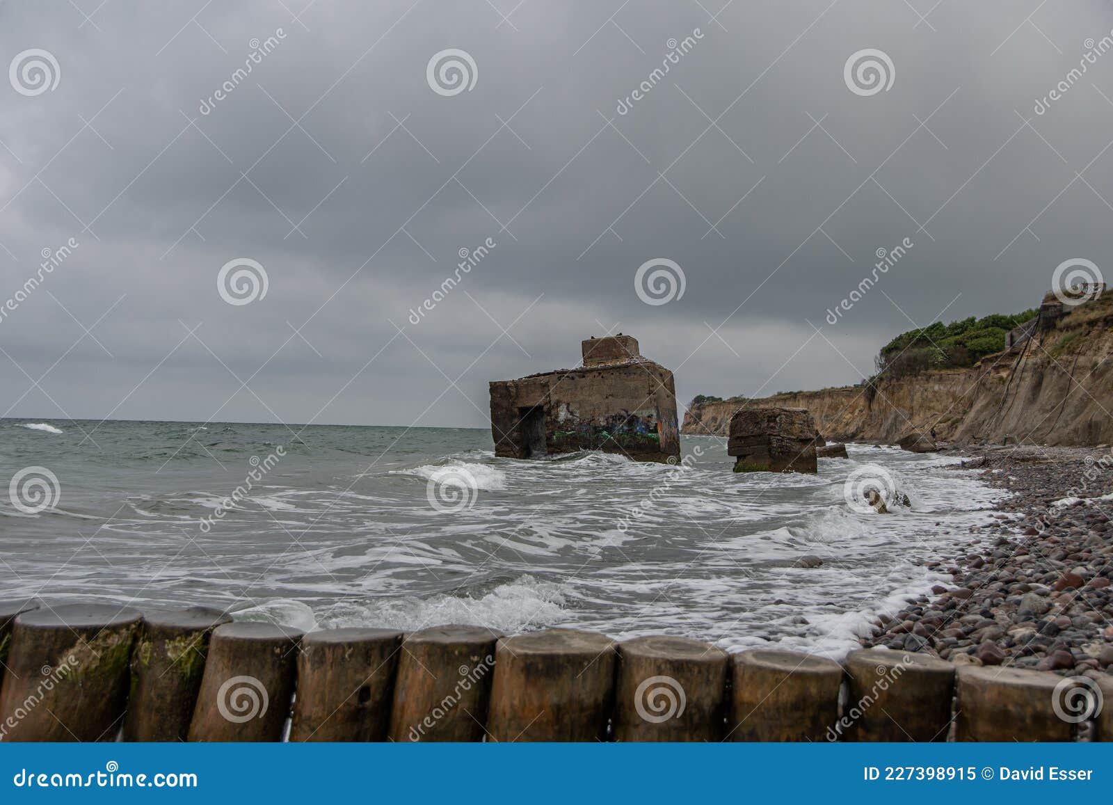 Old Bunker on the Cliffs of Wustrow Stock Image - Image of coast ...
