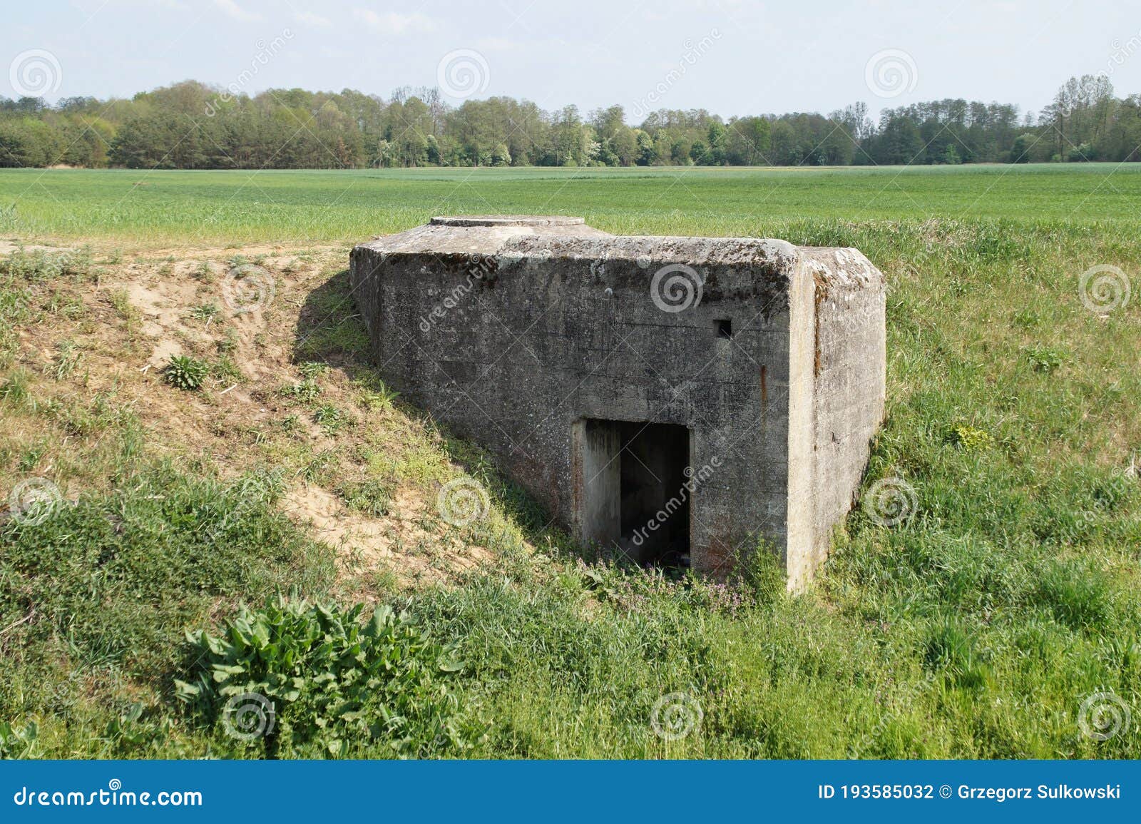 Old Bunker Standing in the Field Stock Photo - Image of concrete ...