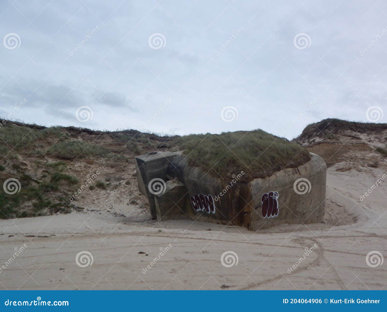 Old Bunkers on the Danish West Coast Stock Photo - Image of wall ...