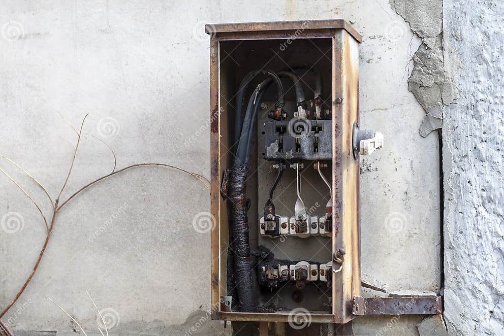 Old Burnt Out Electrical Switch Stock Image - Image of safety, retro ...