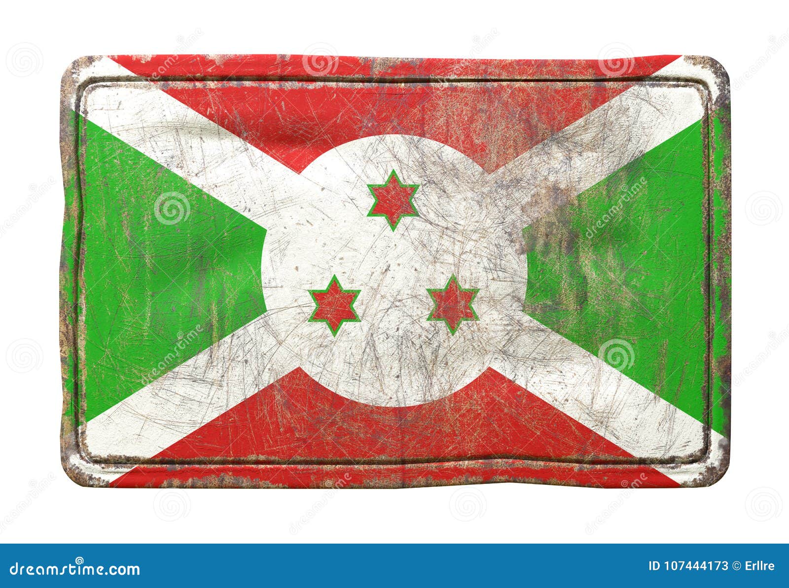 Old Burundi flag stock illustration. Illustration of metal - 107444173