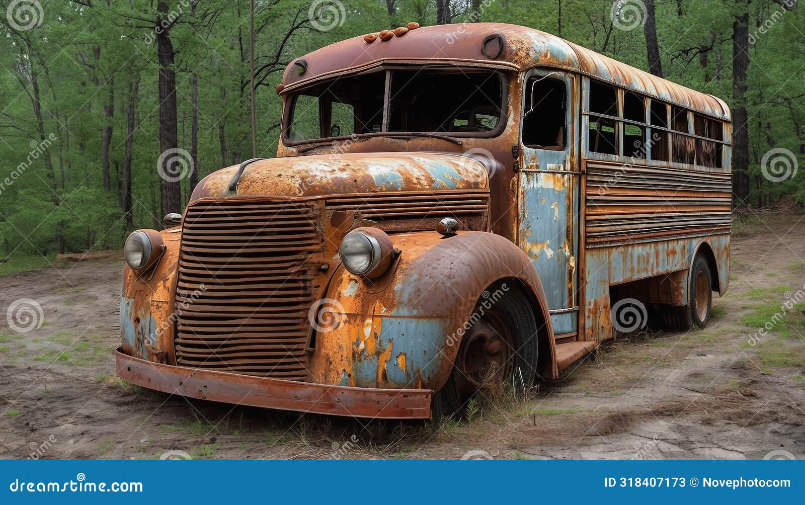 Old Bus. An Old Discarded Bus Rusts In An Open-air Landfill Stock Image ...