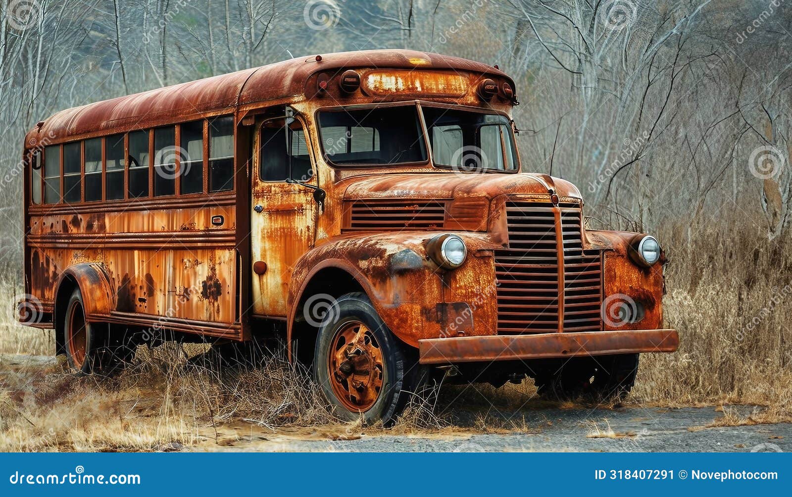 Old Bus. Old Rusty Bus at a Transport Dump Stock Illustration ...
