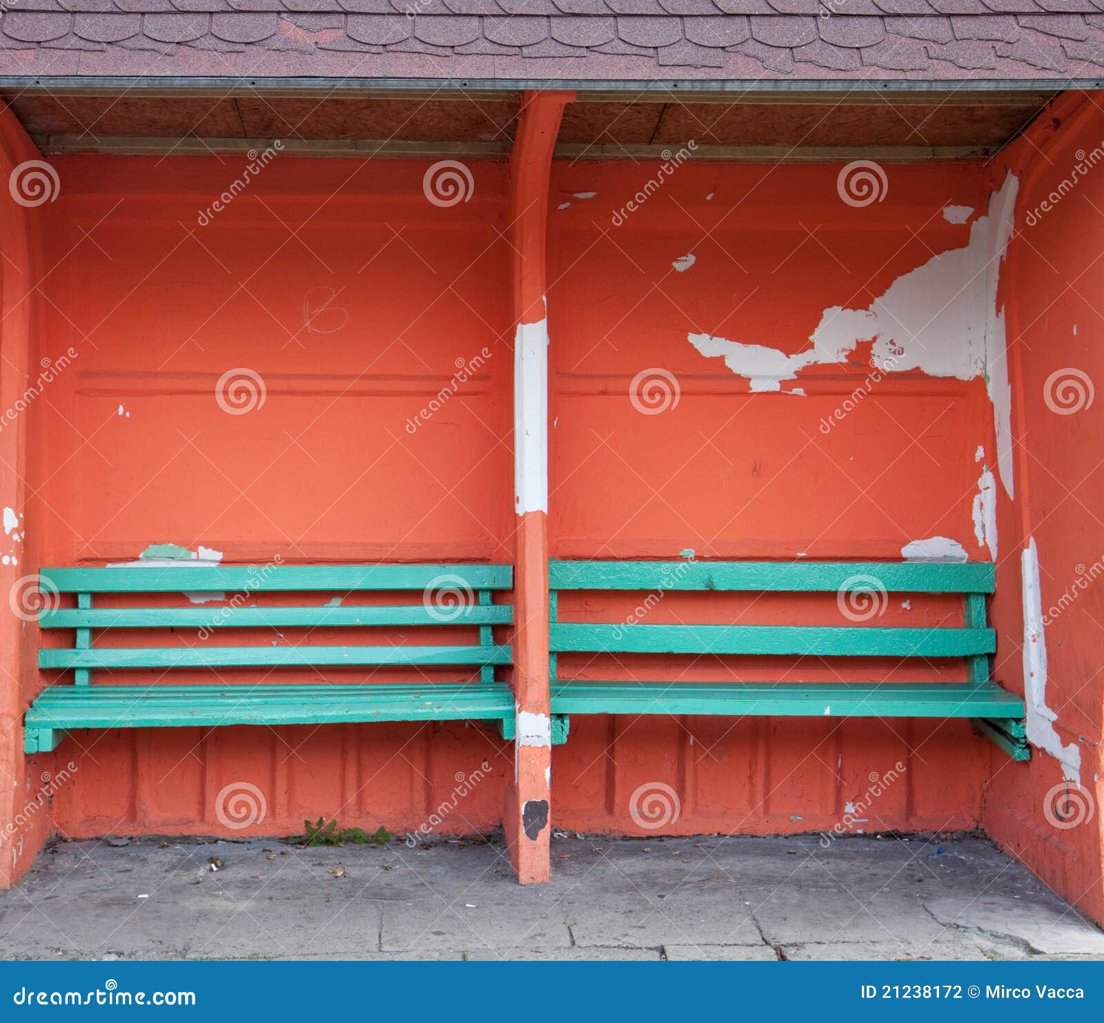 Old bus stop stock photo. Image of green, tiles, bench - 21238172