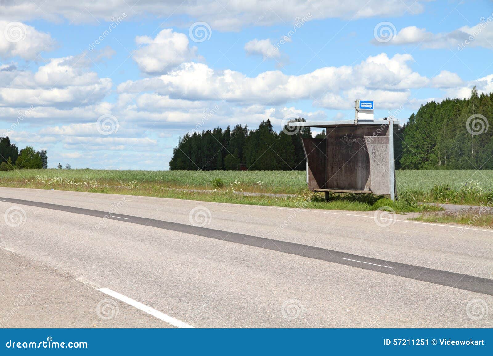 Old Bus Stop in Countryside Stock Image - Image of nature, pavement ...
