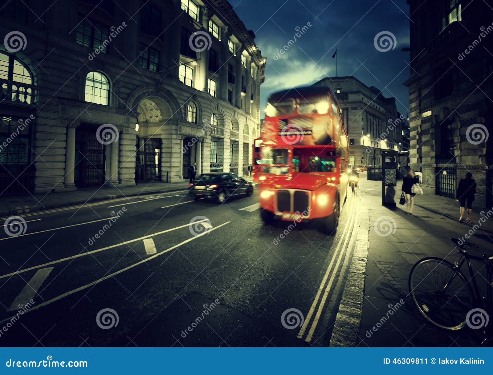 Old bus on street stock image. Image of capital, automobile - 46309811
