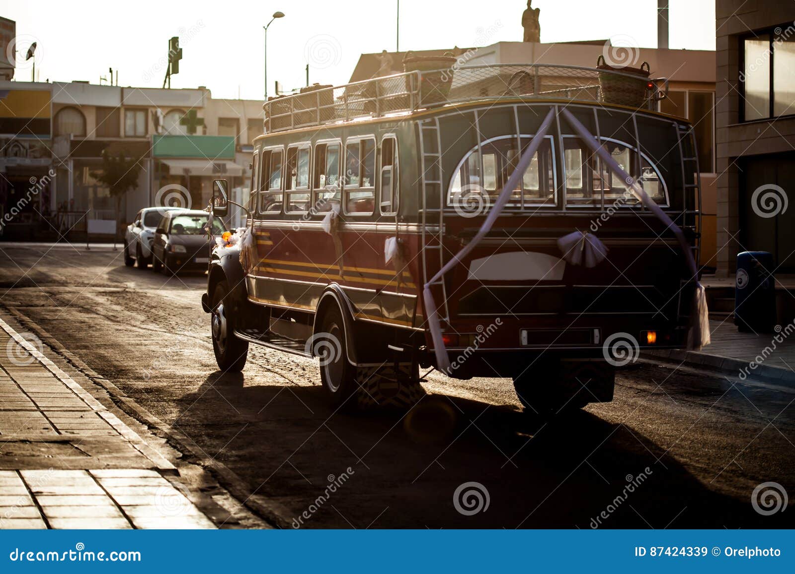 Old bus on a street road stock image. Image of coach - 87424339