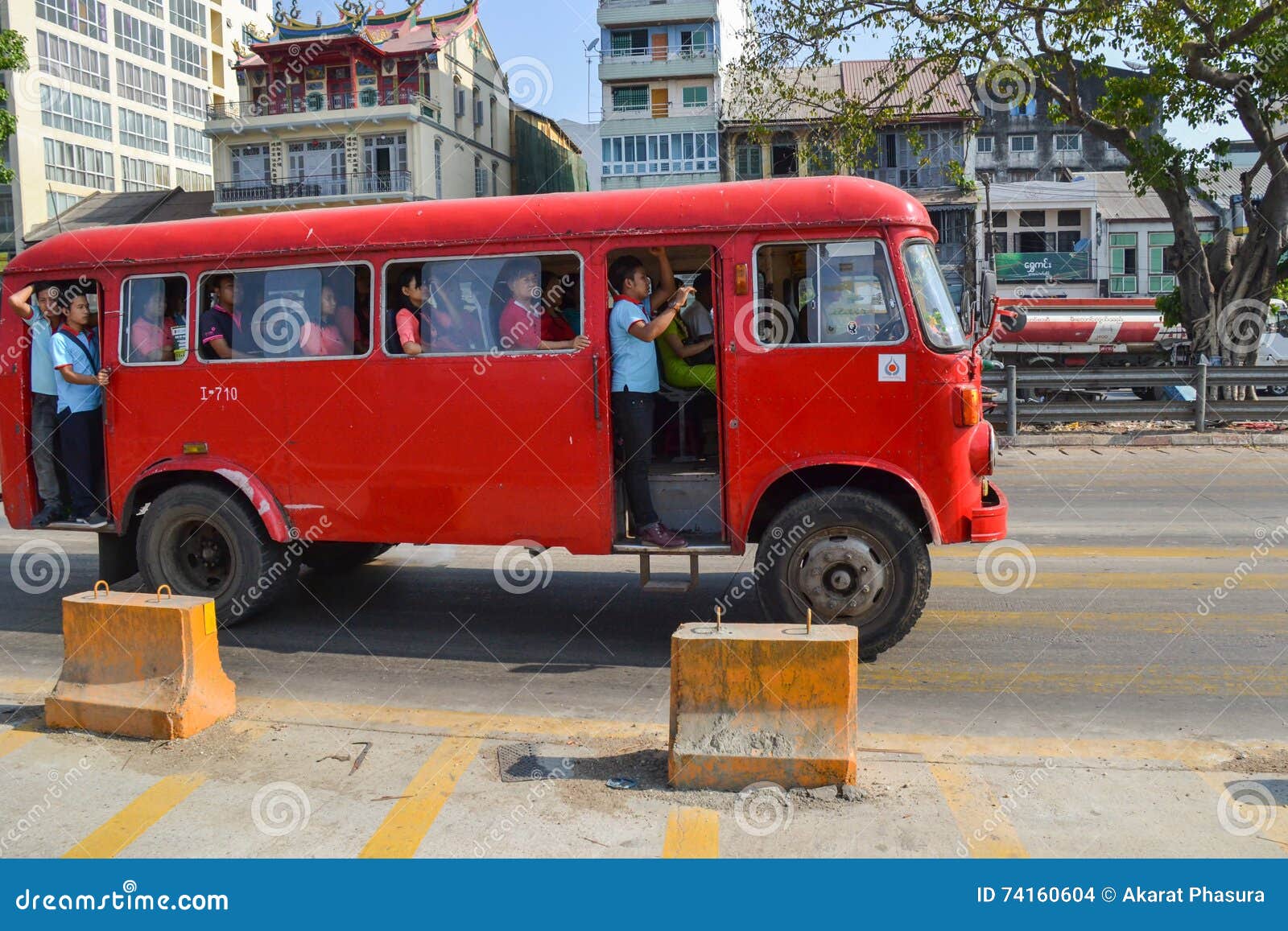 The old bus in Yangon editorial stock image. Image of asian - 74160604