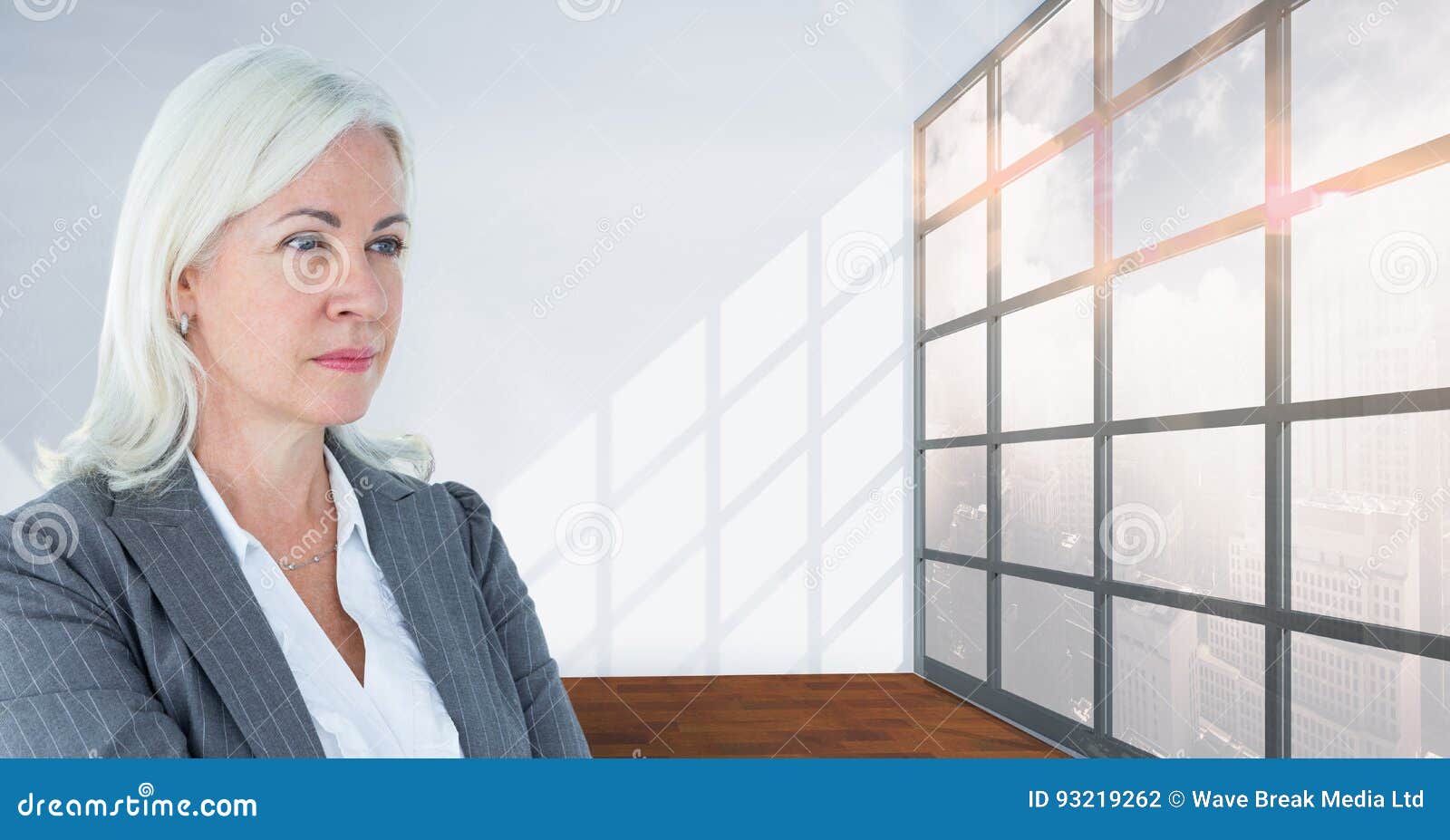 Old Business Woman Looking Across the Windows Stock Photo - Image of ...
