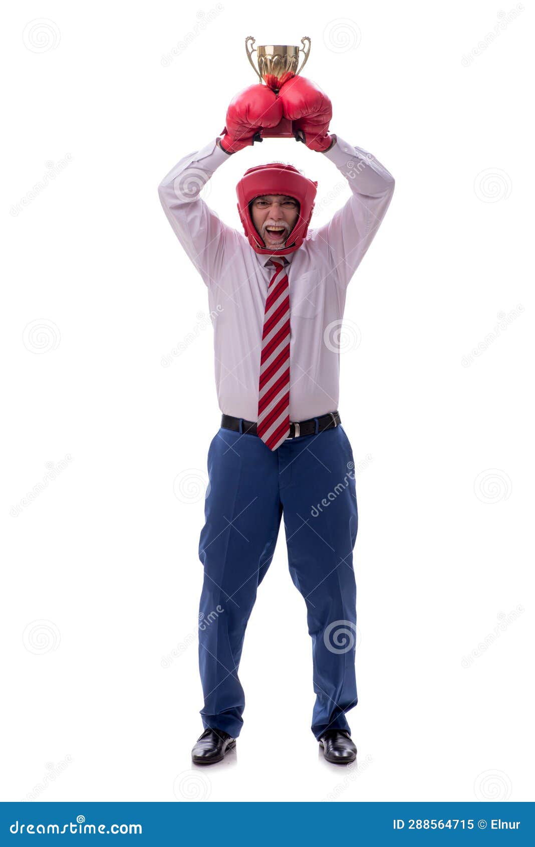 Old Businessman Boxing Isolated on White Stock Image - Image of fight ...