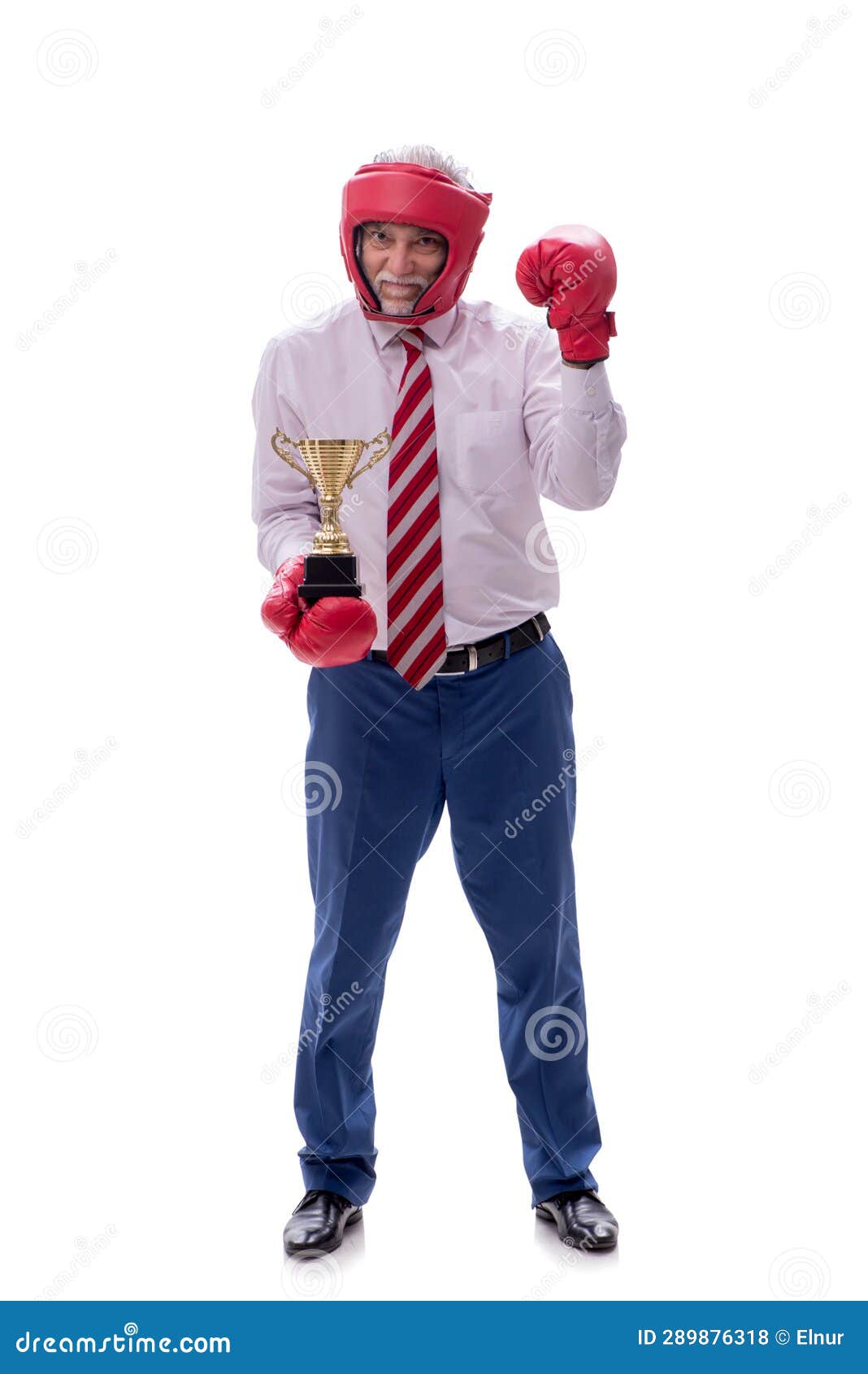 Old Businessman Boxing Isolated on White Stock Photo - Image of award ...
