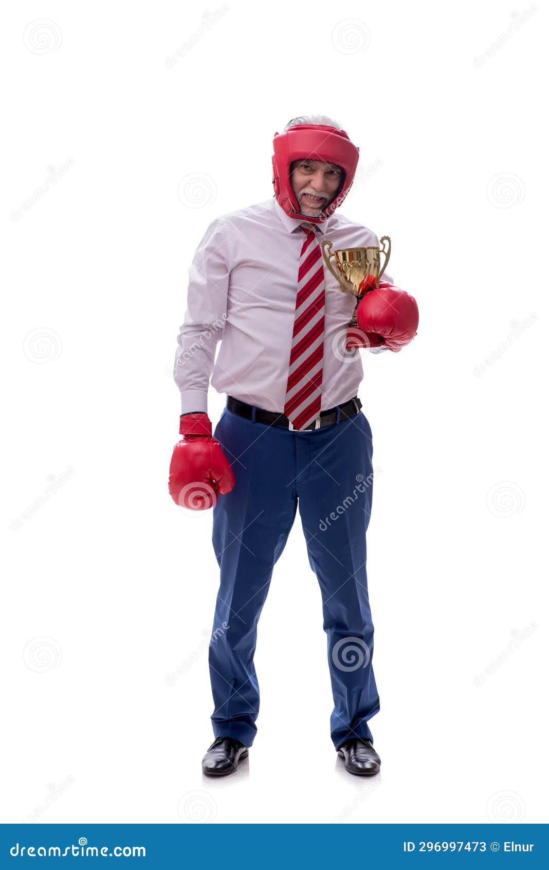 Old Businessman Boxing Isolated on White Stock Image - Image of ...
