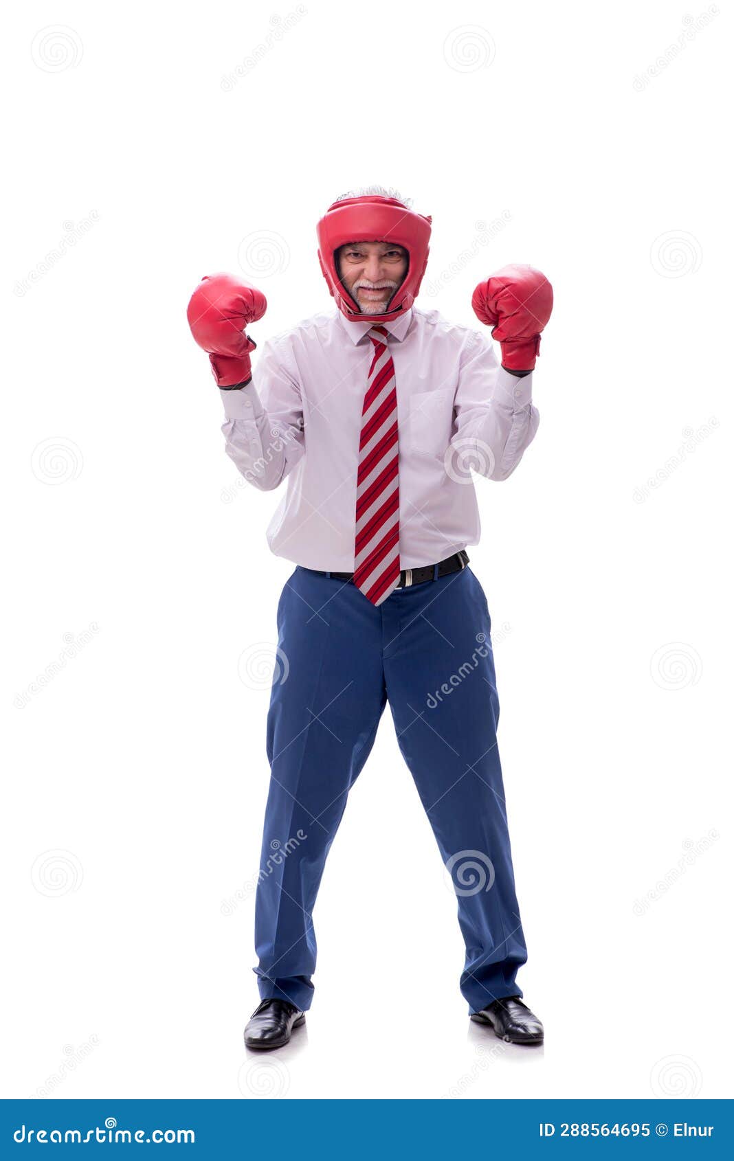 Old Businessman Boxing Isolated on White Stock Image - Image of ...