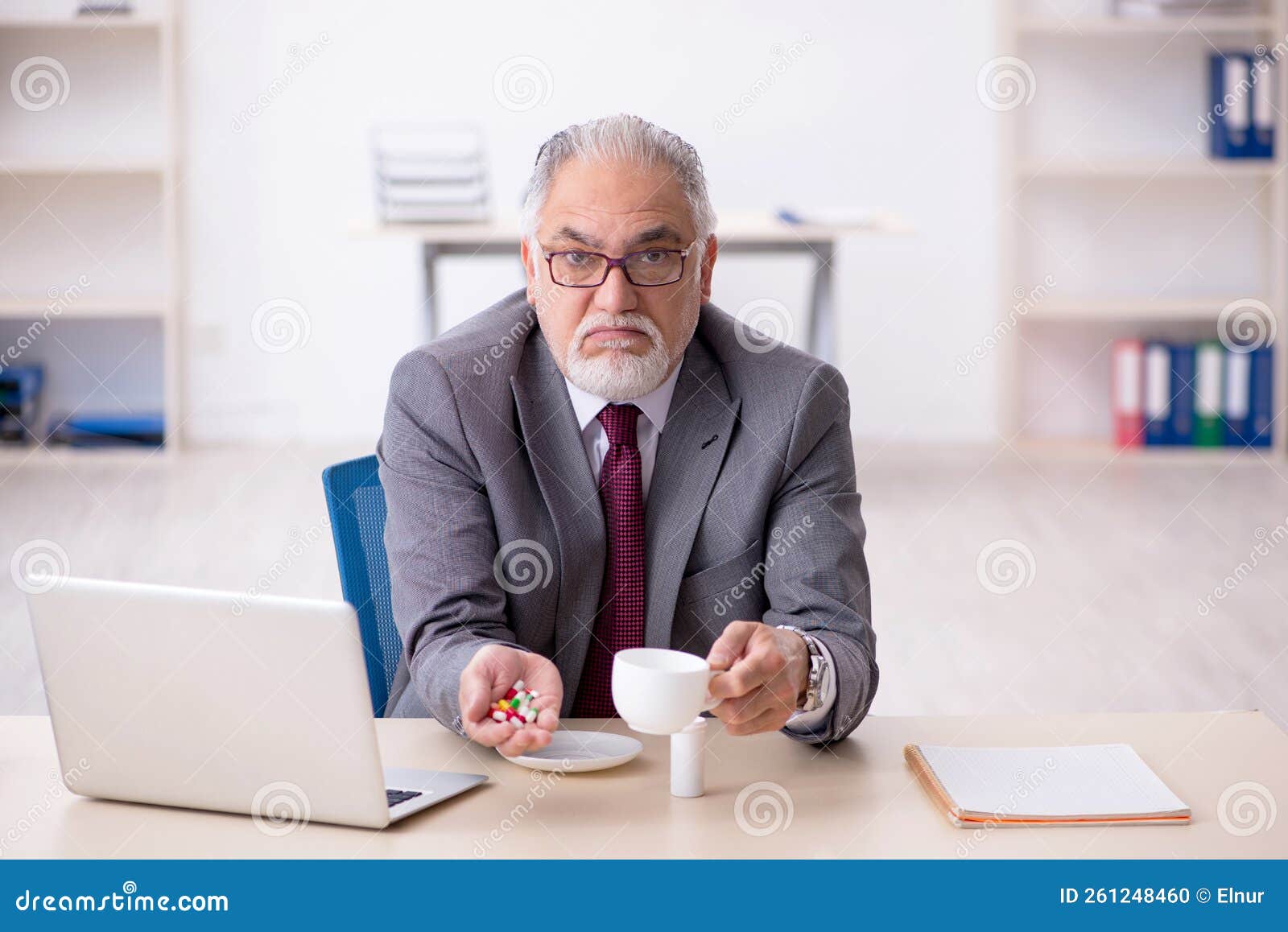 Old Businessman Feeling Bad at Workplace Stock Photo - Image of manager ...