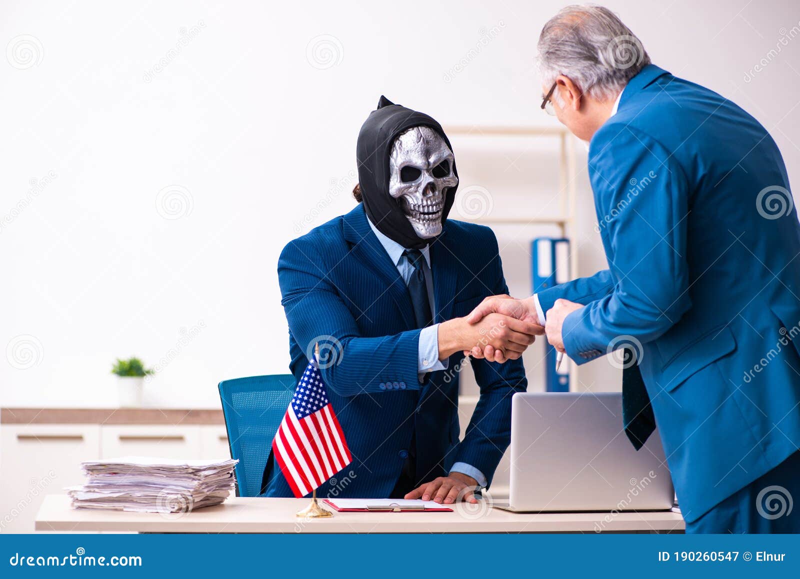 Old Businessman Employee Getting Deal with the Devil Stock Image ...