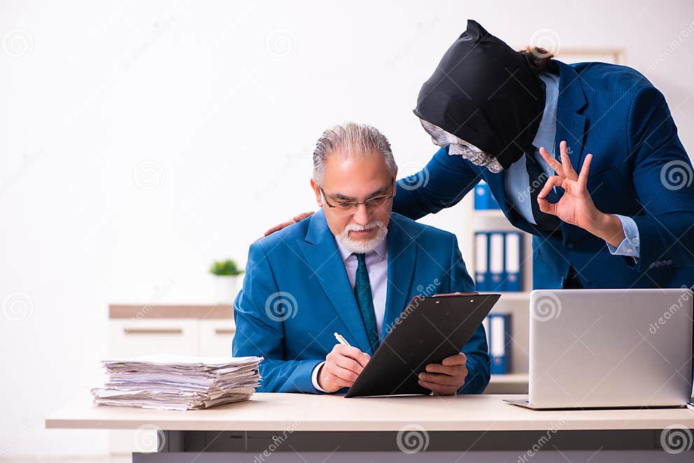 Old Businessman Employee Getting Deal with the Devil Stock Photo ... Old Businessman Employee Getting Deal with the Devil Stock Photo ...