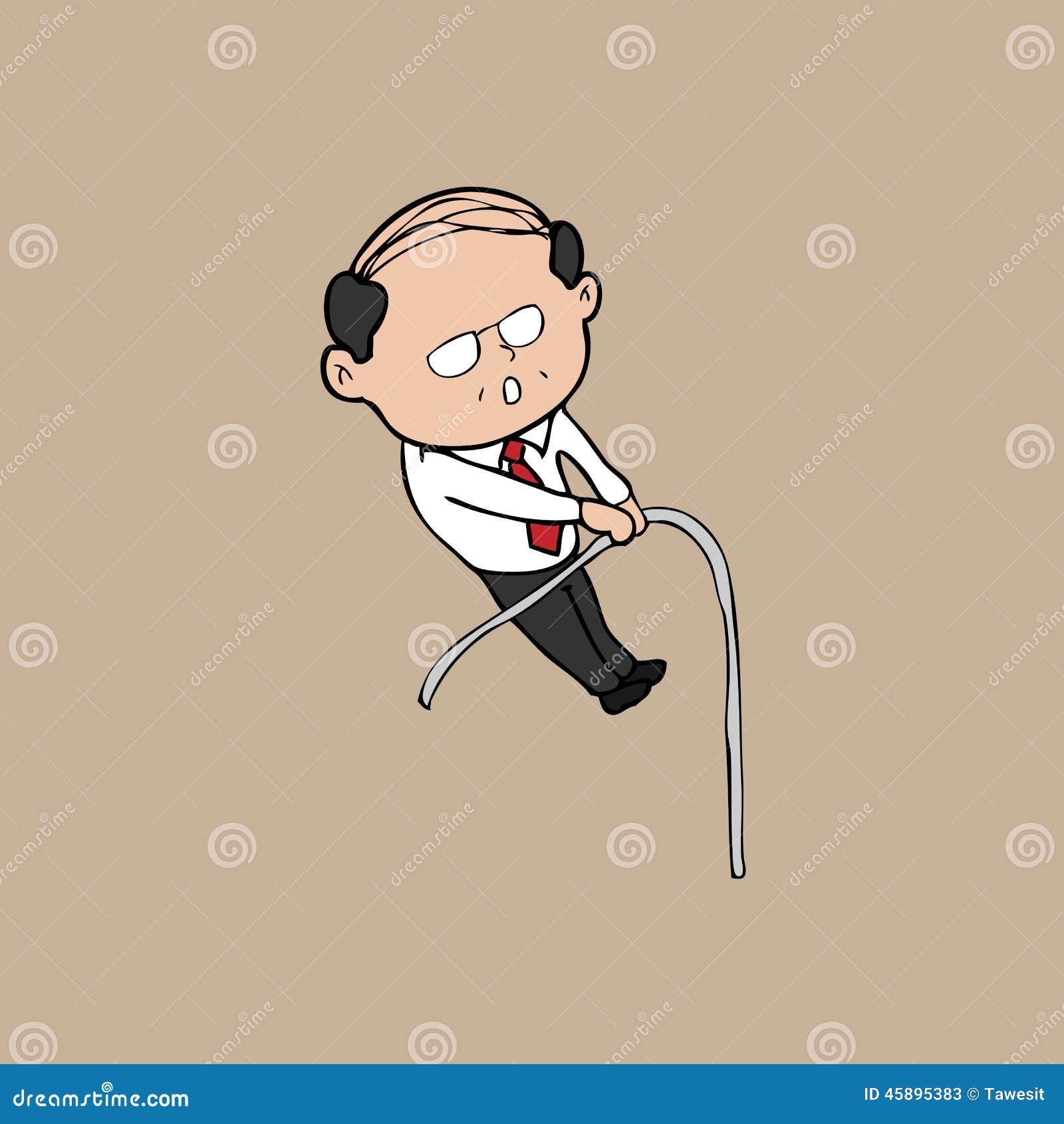 Old businessman pulls rope stock vector. Illustration of cartoon - 45895383