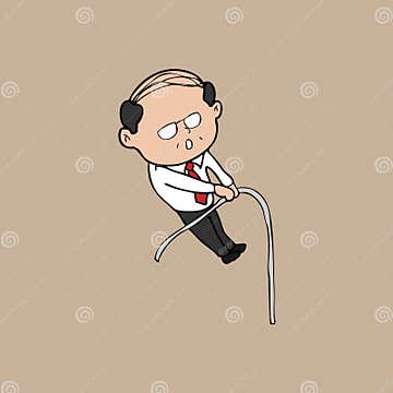 Old businessman pulls rope stock vector. Illustration of cartoon - 45895383