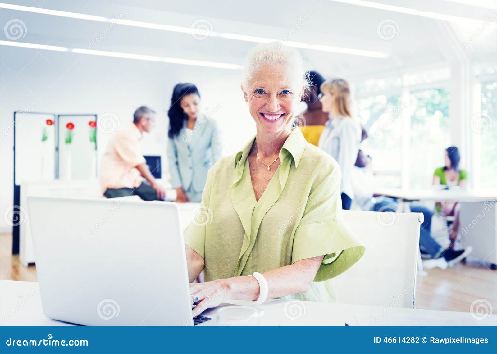 Old Businesswoman Working in the Office Stock Photo - Image of ...