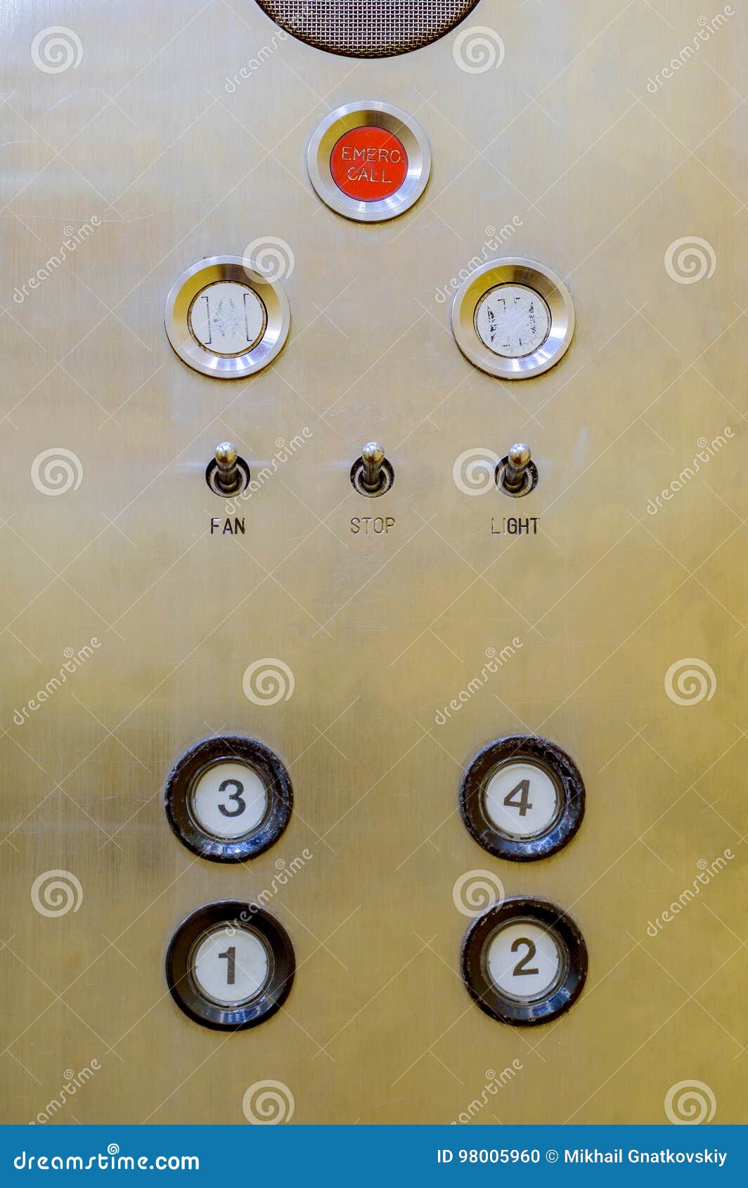 Old Buttons of Elevator Control Panel in Analog Retro Style Stock Photo ...