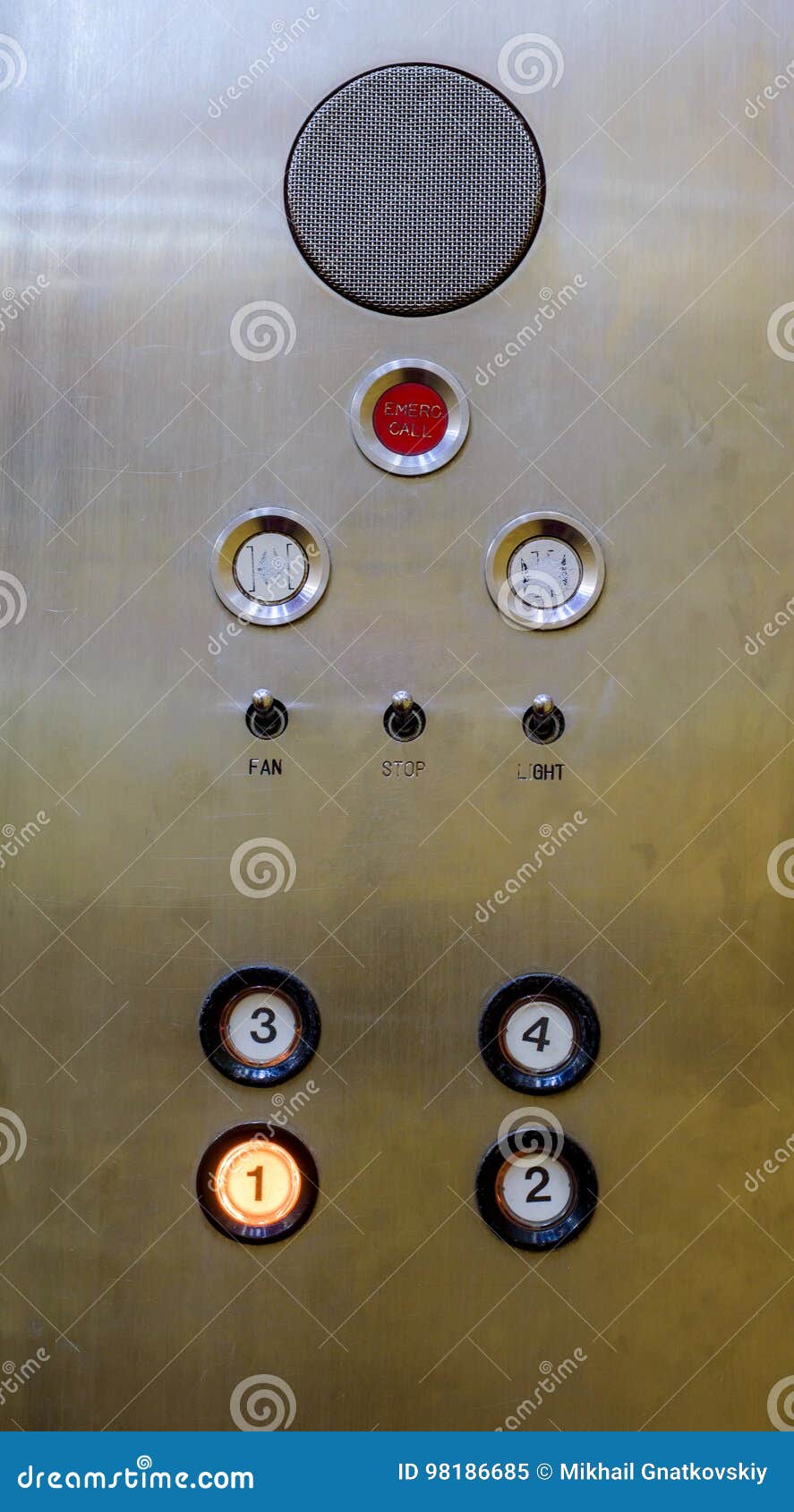 Old Buttons of Elevator Control Panel in Analog Retro Style Stock Image ...