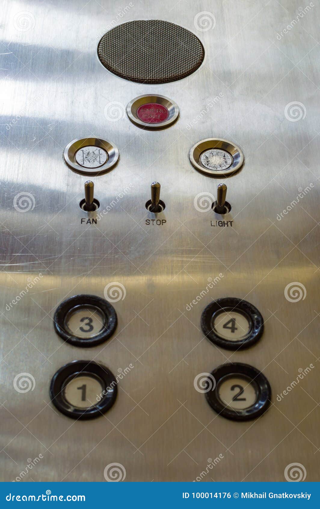 Old Buttons of Elevator Control Panel in Analog Retro Style Stock Photo ...