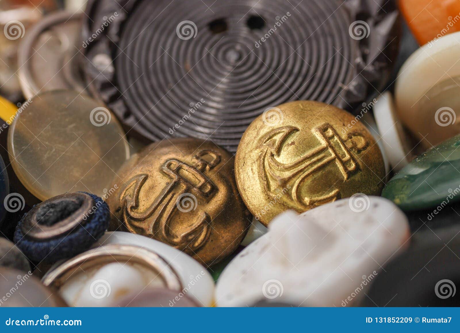 Collection of Used, Old Buttons for Handcrafting Stock Image - Image of ...
