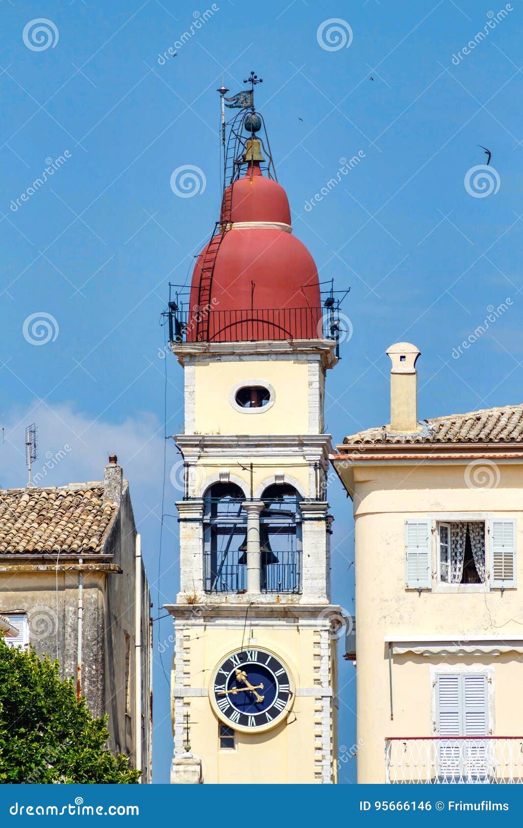 Old Byzantine Clock Tower on City Background Stock Photo - Image of ...