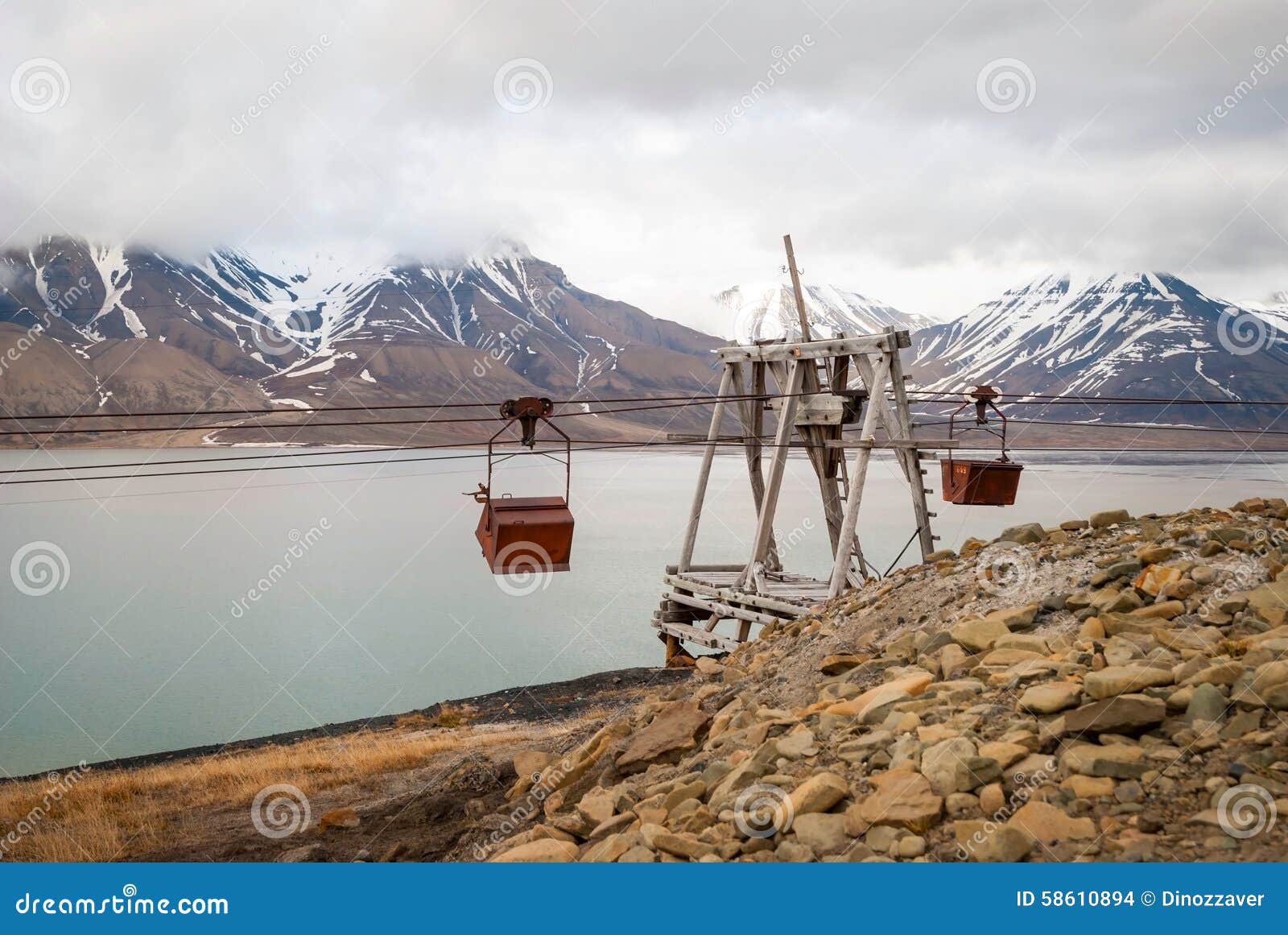 Old Cable Car for Coal Transportation, Svalbard, Norway Stock Photo ...