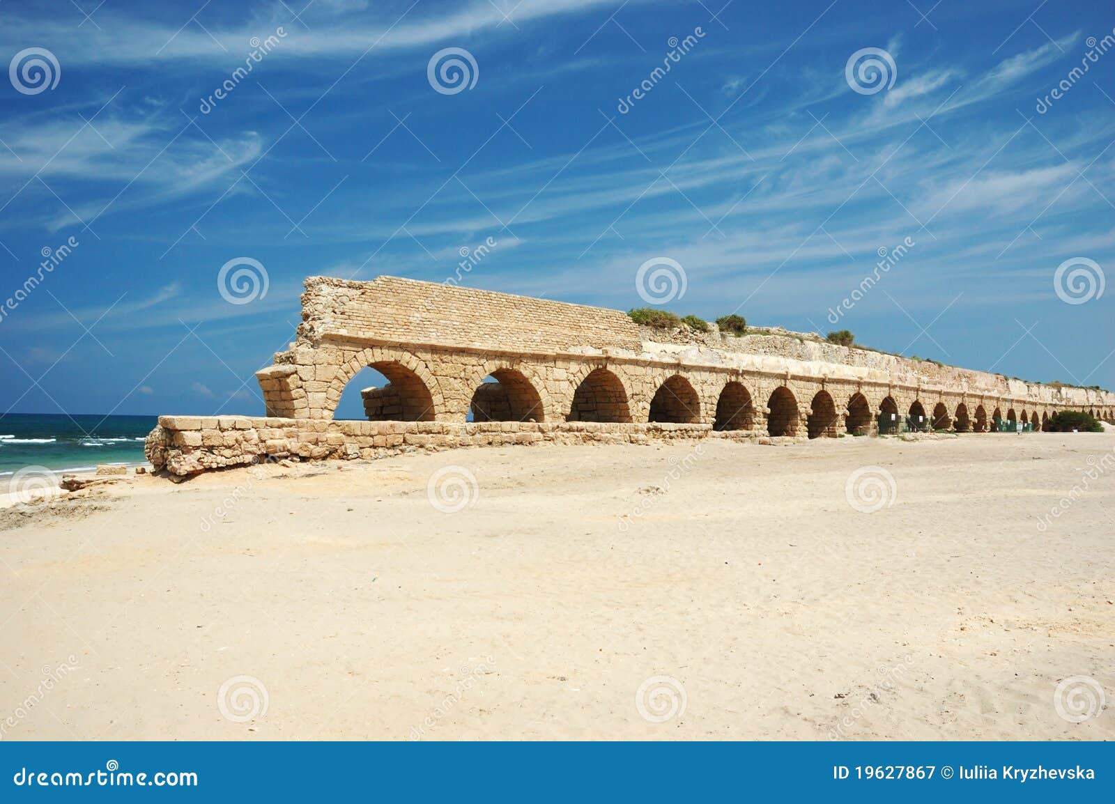 Old Caesarea Aqueduct Bridge,Israel Stock Image - Image of popular ...