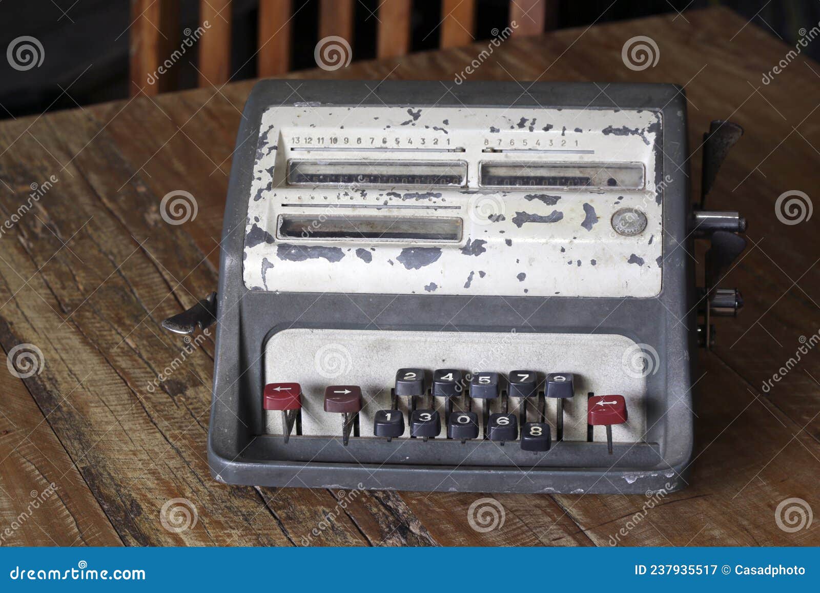 Old Calculator Over Wood Table Stock Image - Image of object, appliance ...