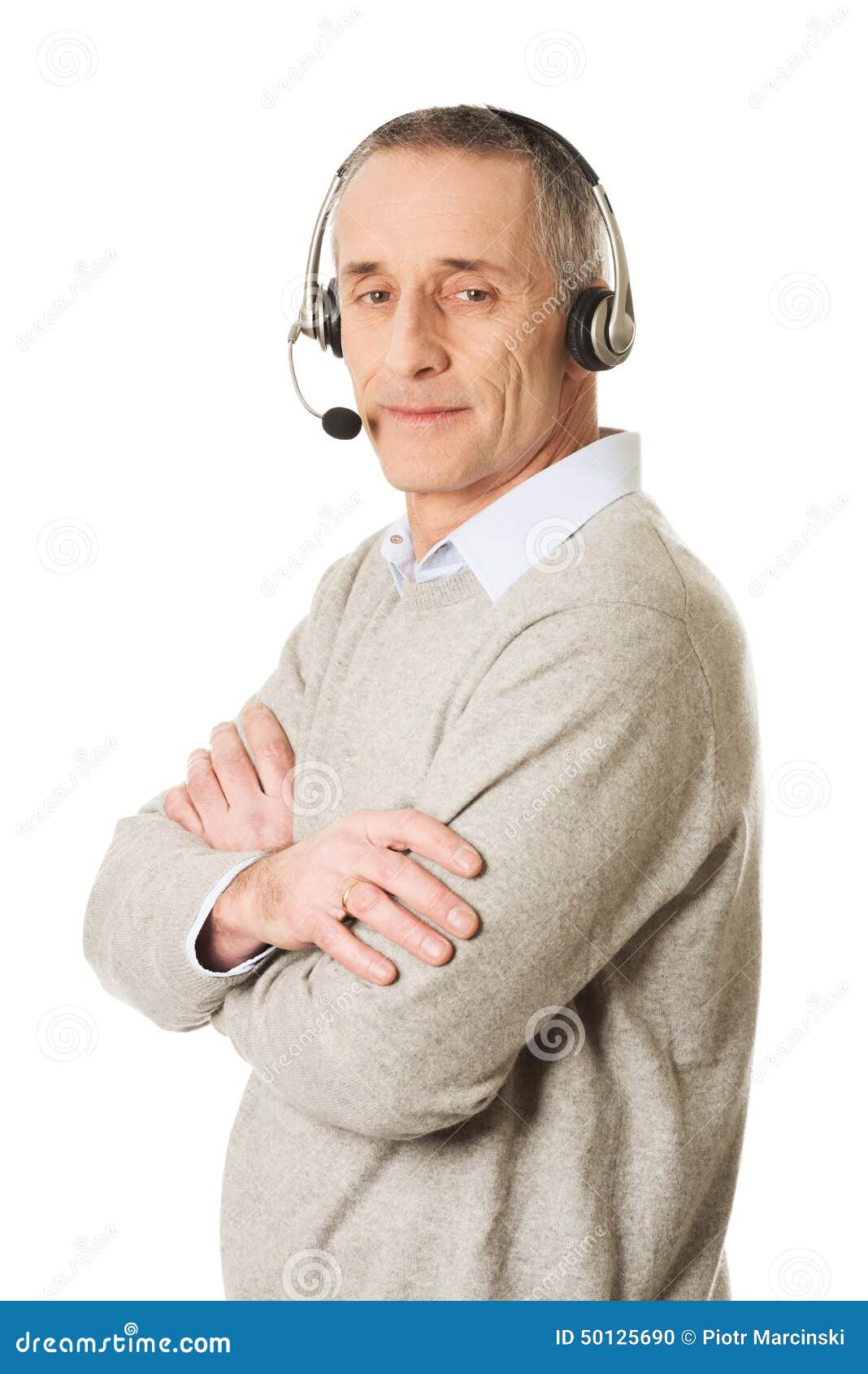 Old Call Center Man Wearing Headset Stock Photo - Image of helpdesk ...