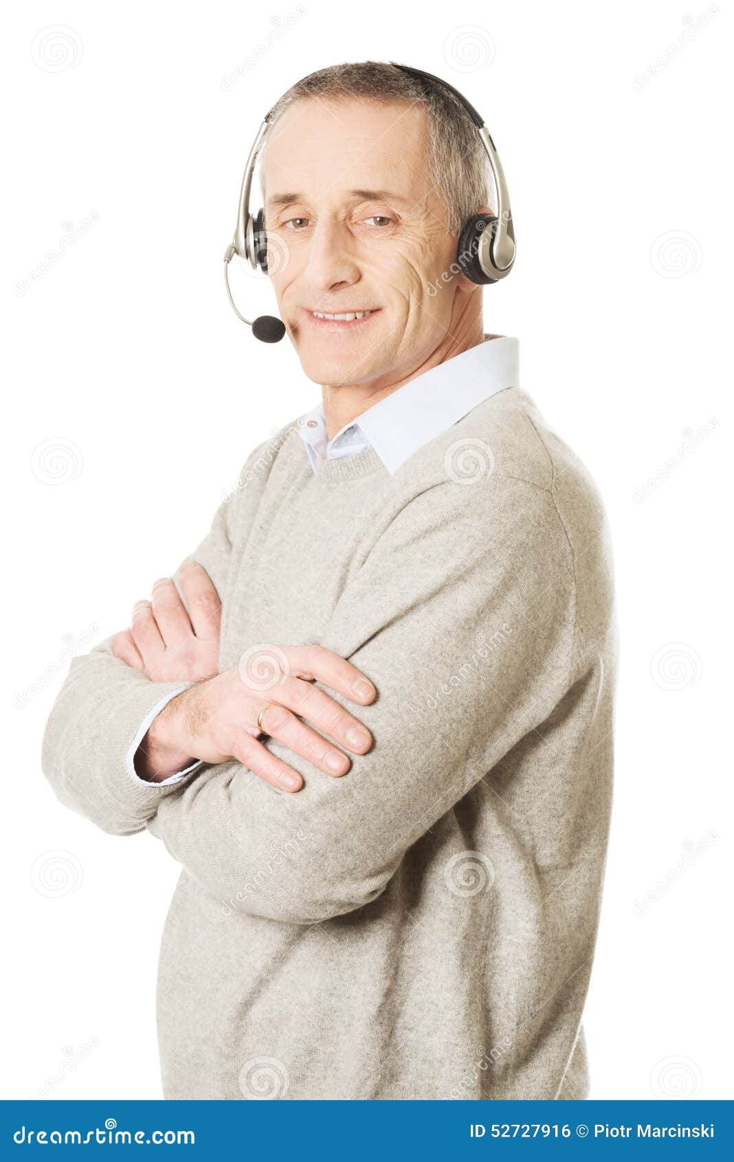 Old Call Center Man Wearing Headset Stock Photo - Image of occupation ...