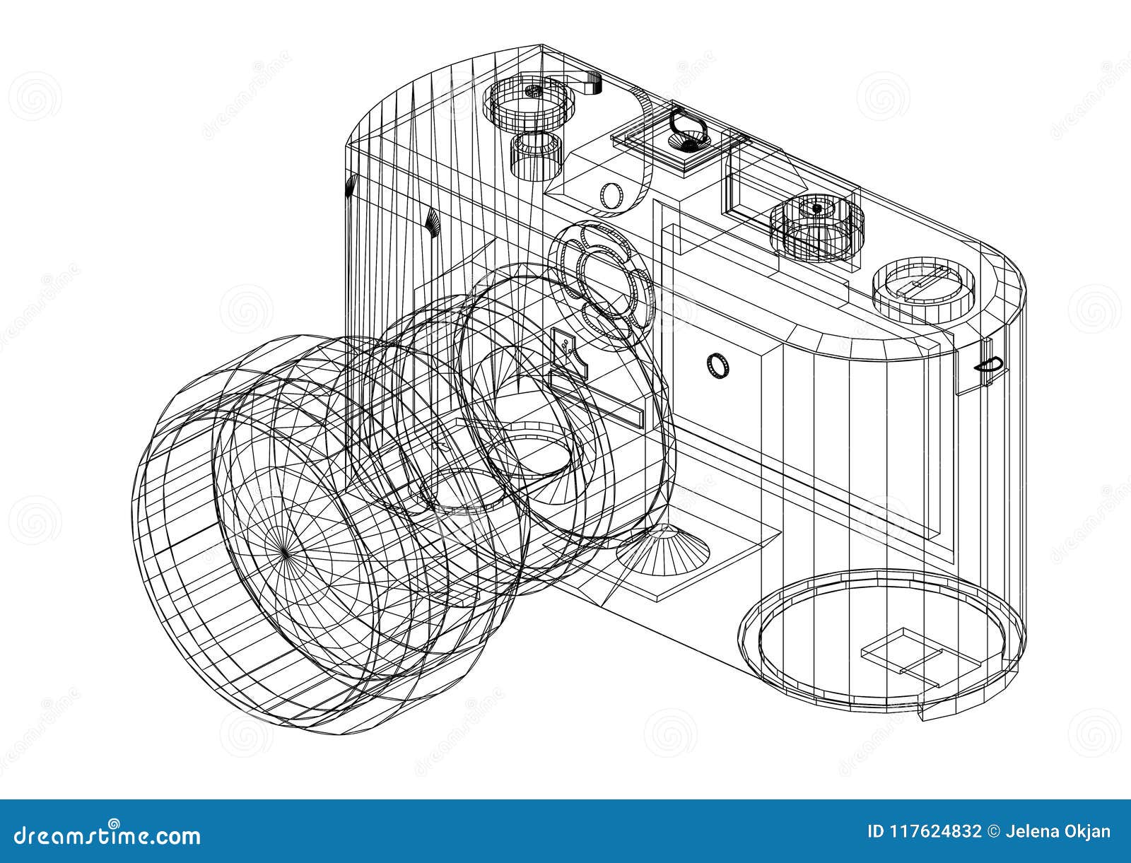 Old Camera Architect Blueprint - Isolated Stock Illustration ...