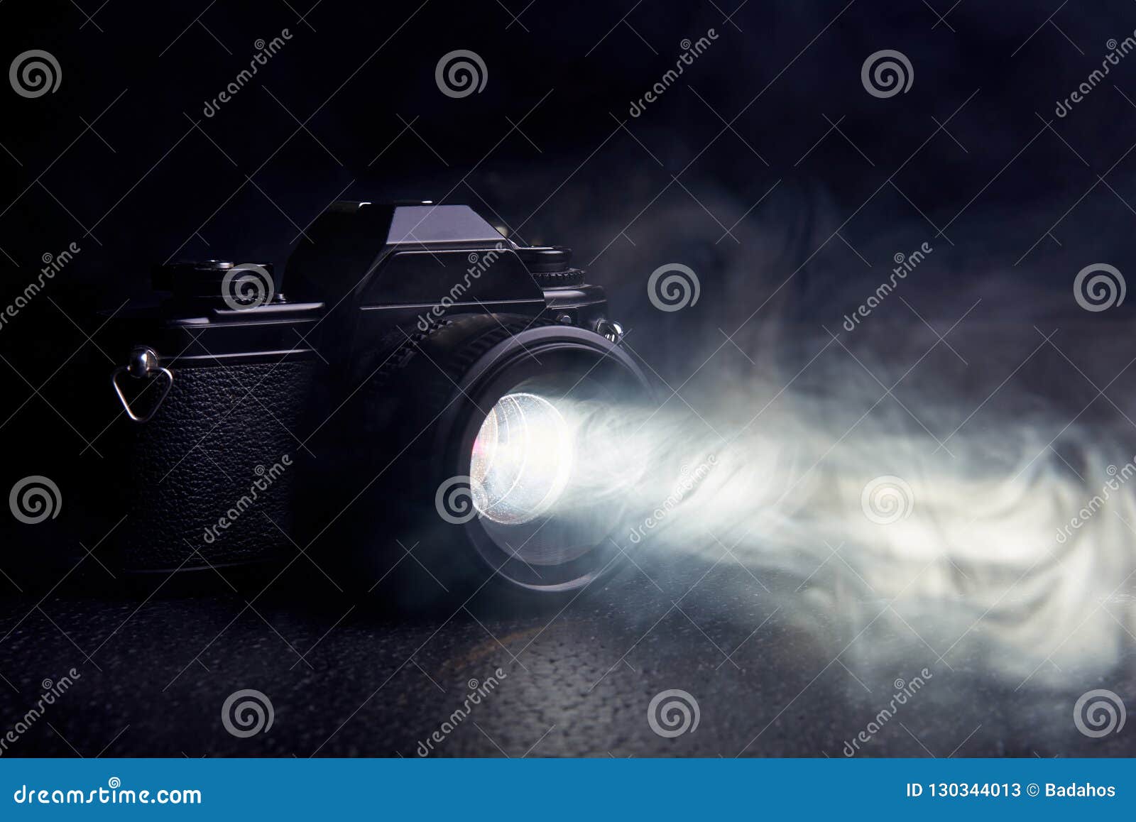 Old Camera on a Black Background Stock Image - Image of black, classic ...