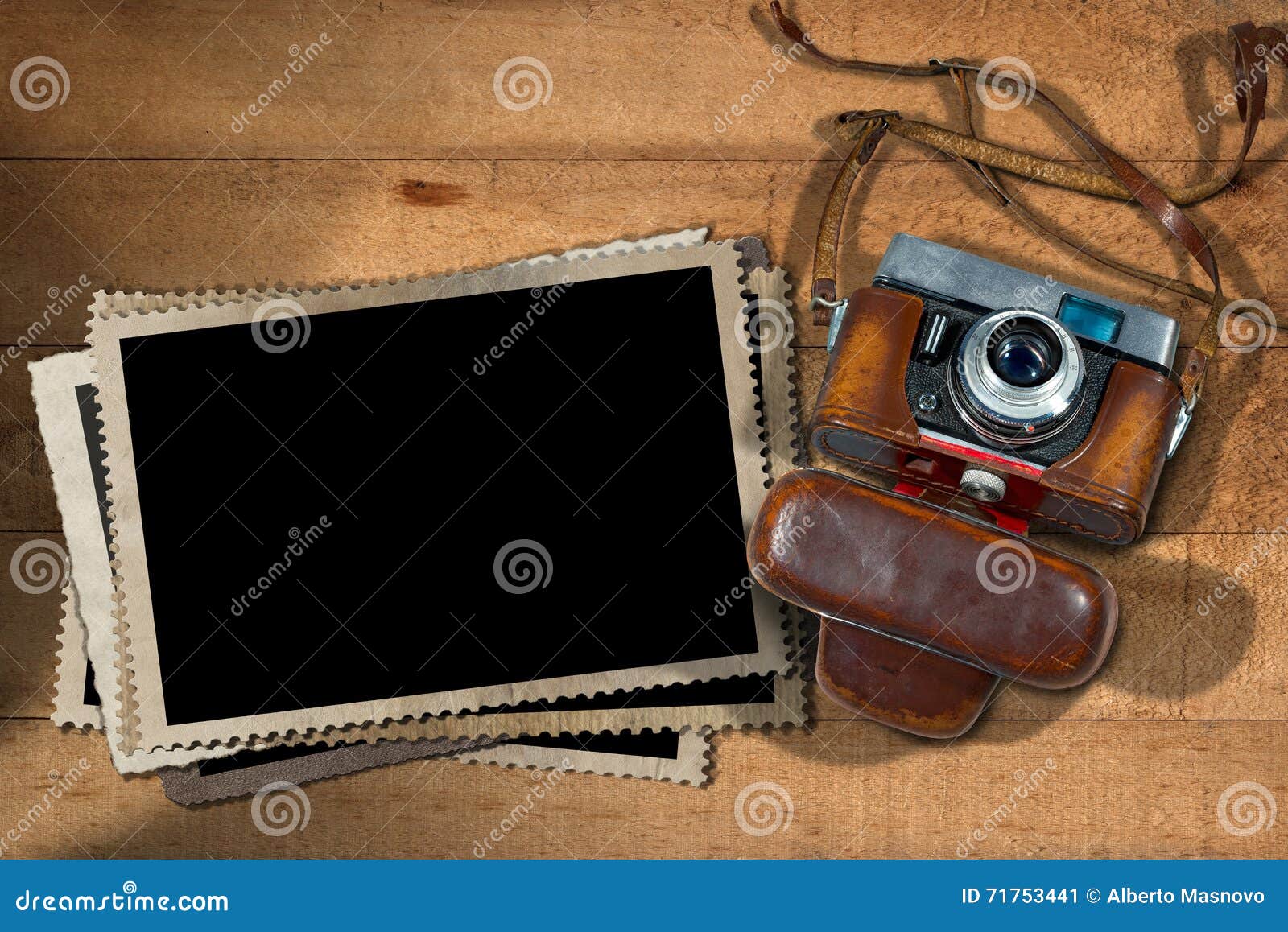 Old Camera and Blank Photo Frames Stock Illustration - Illustration of ...