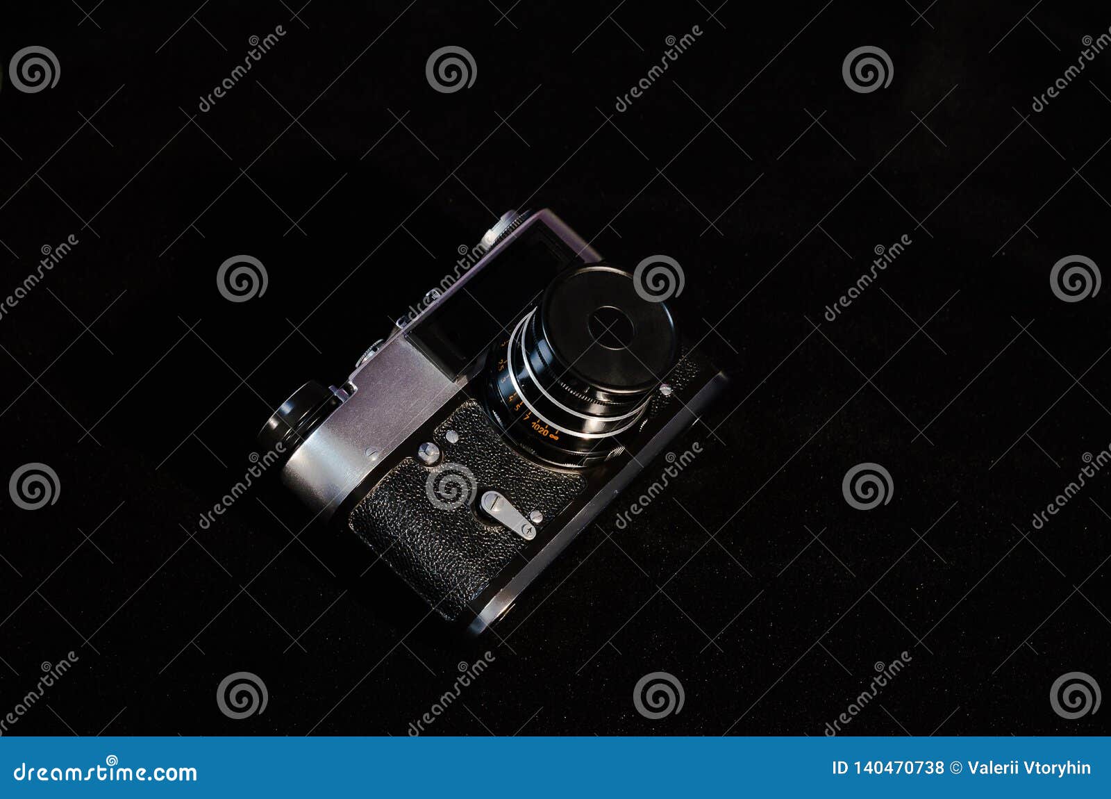 Old Camera FED on a Black Background Stock Photo - Image of ...