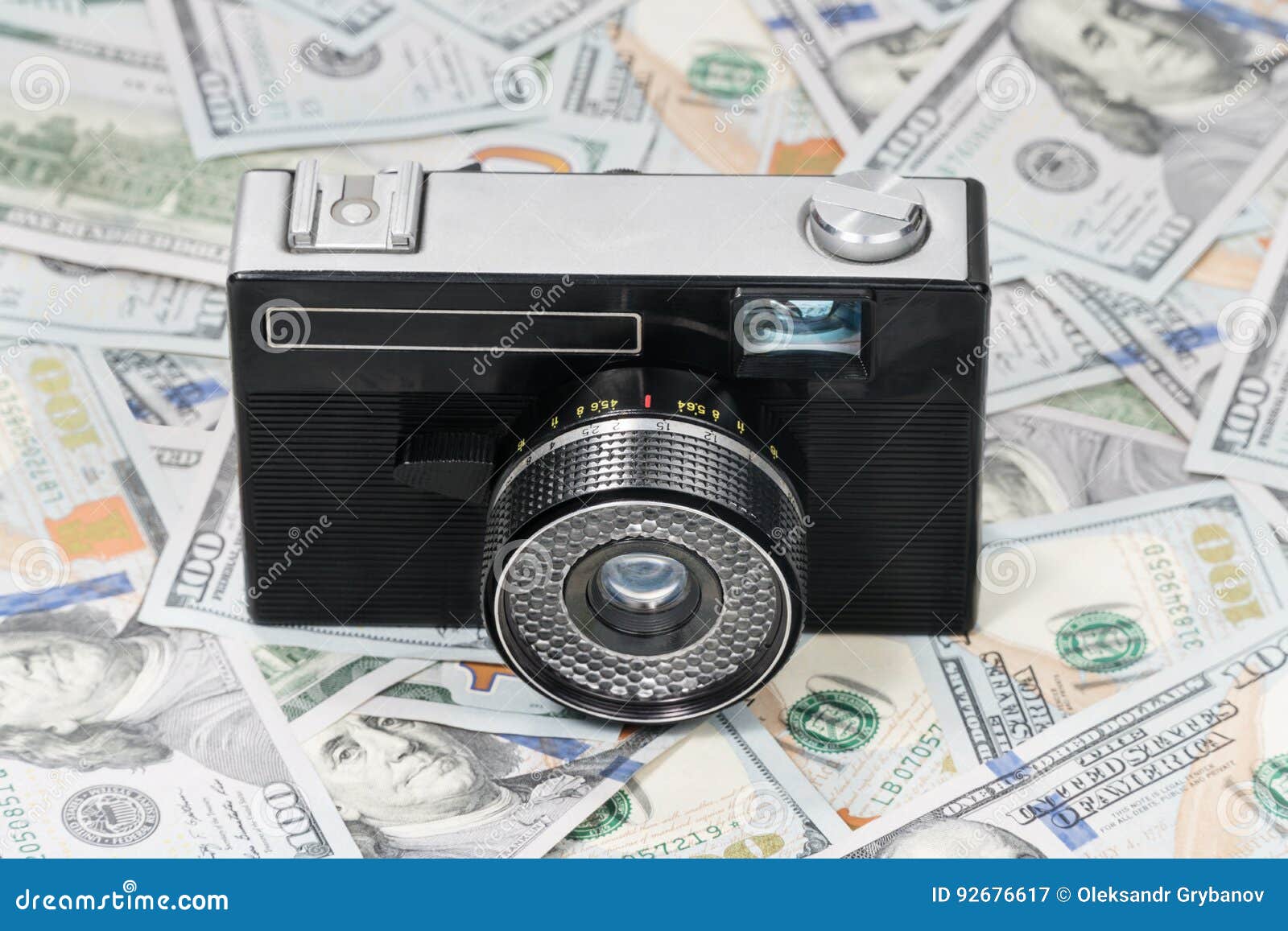 Old camera on money stock image. Image of banknote, format - 92676617
