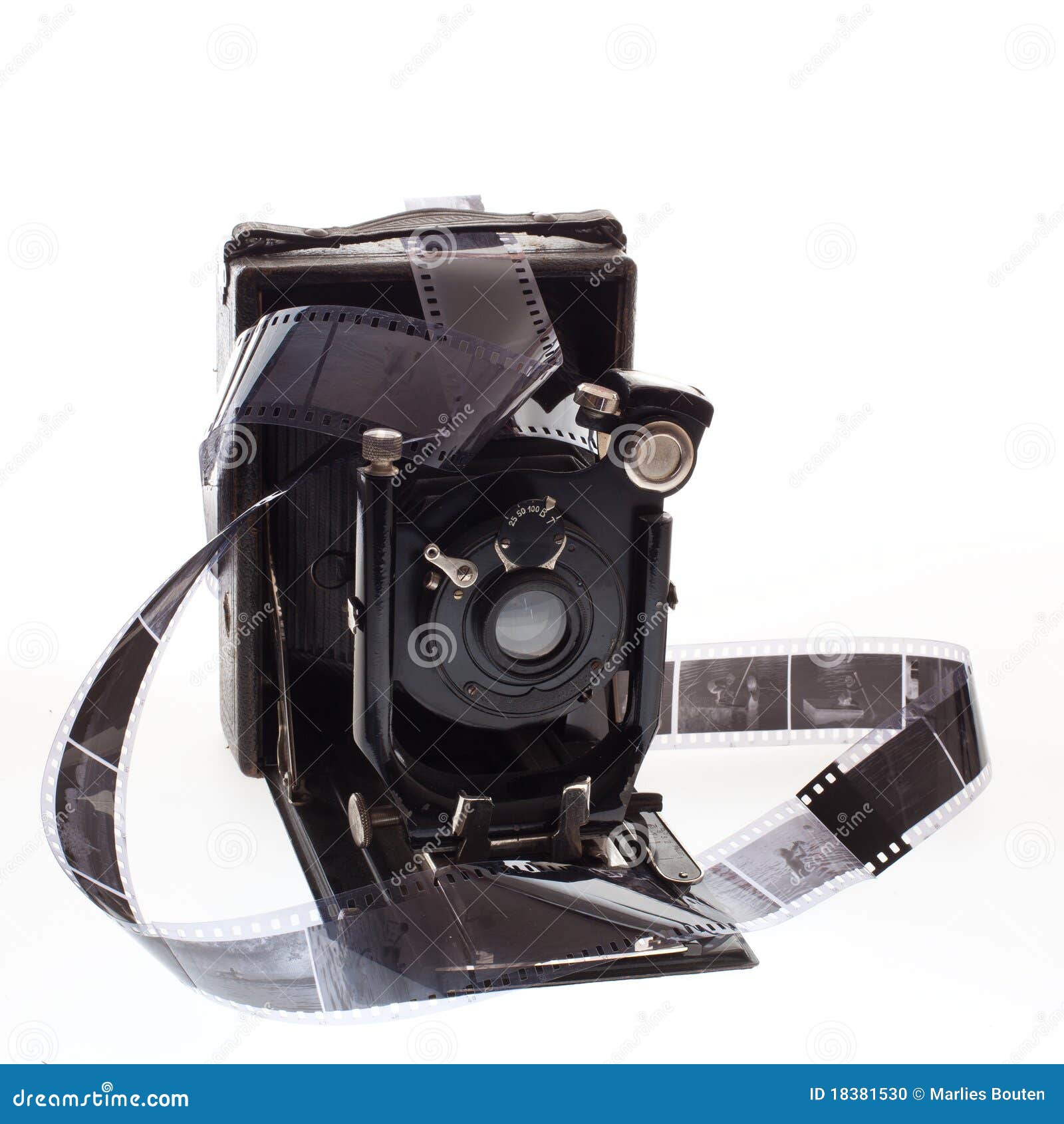 Old camera with negatives stock illustration. Illustration of obsolete ...