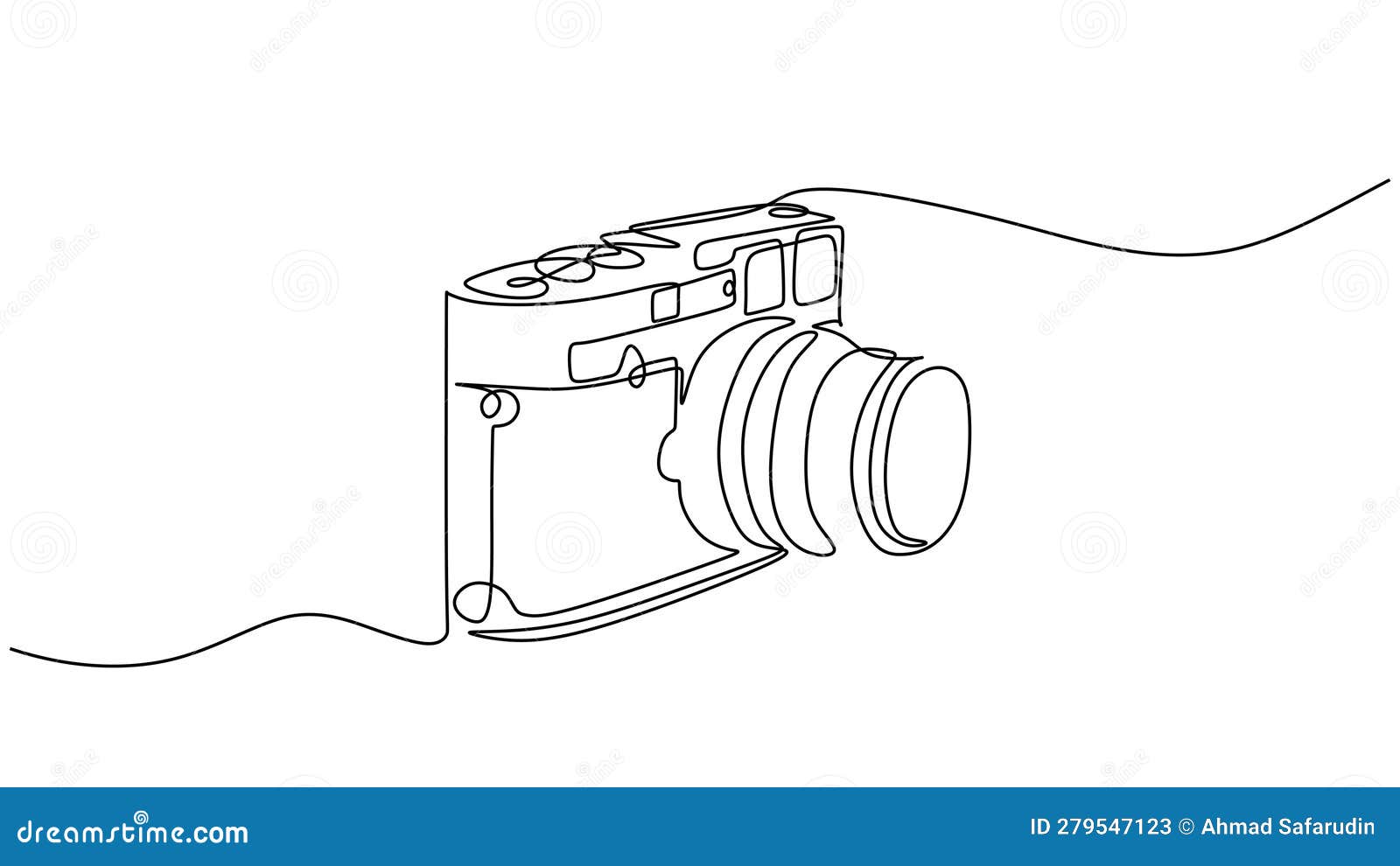 Old Camera One Line Drawing. Vector Editable Stroke, Hand Drawn ...